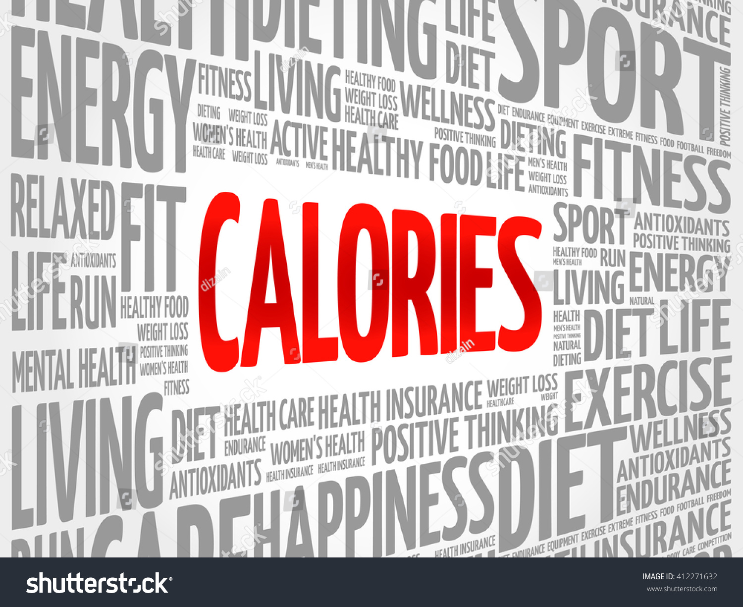 Calories Word Cloud Background Health Concept Royalty Free Stock