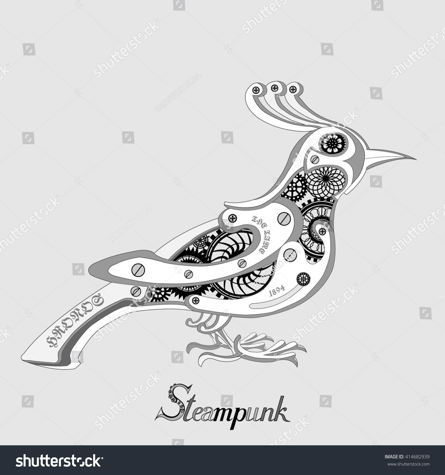 Metal bird with gear wheels. Steampunk styled - Royalty Free Stock ...