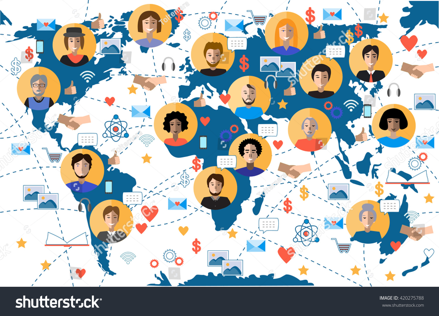 World map with people icons. Global - Royalty Free Stock Vector ...