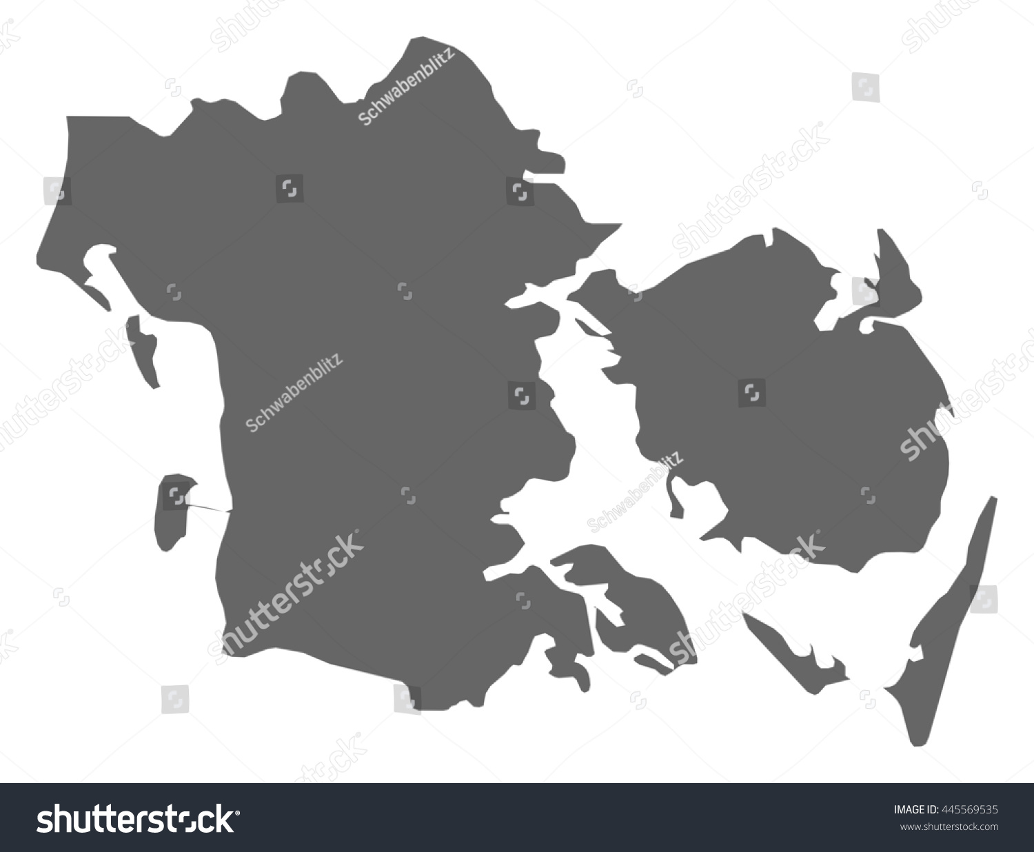 Map - South Denmark (Danmark) - Royalty Free Stock Vector 445569535 ...