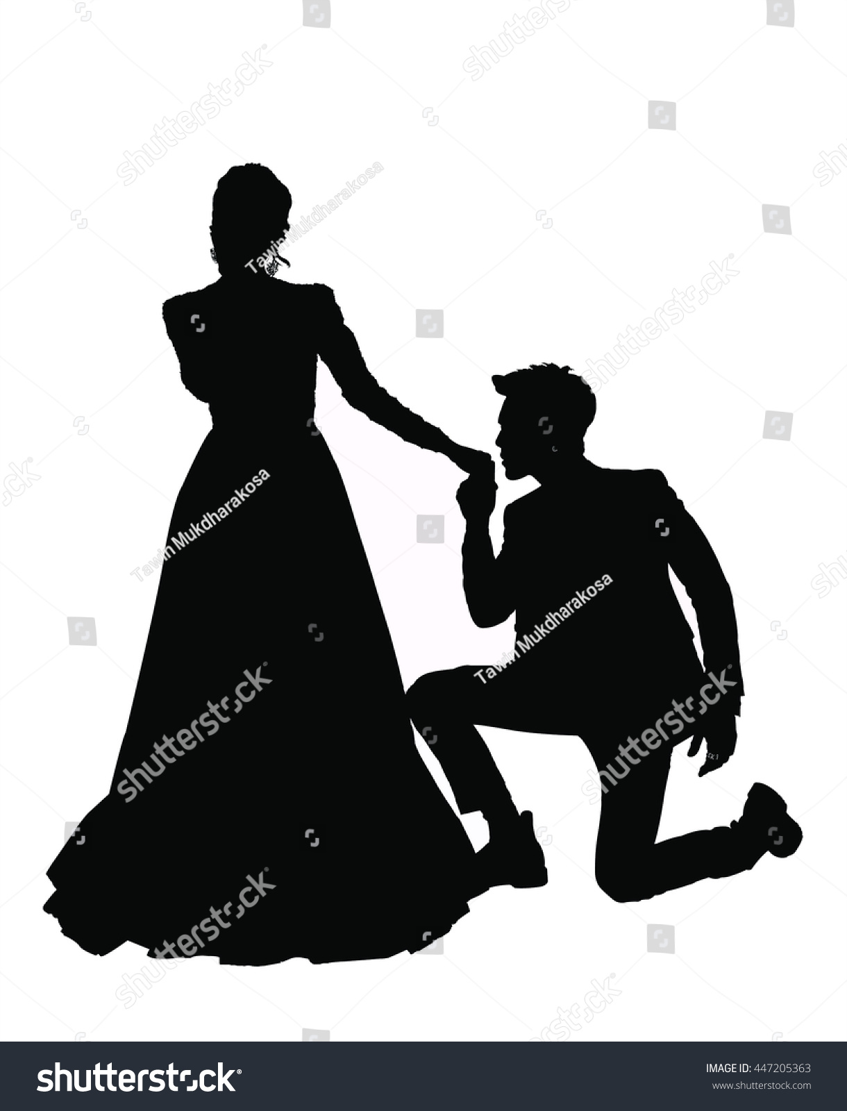 Man On Knees Asking His Wife To Marry Him Royalty Free Stock Vector