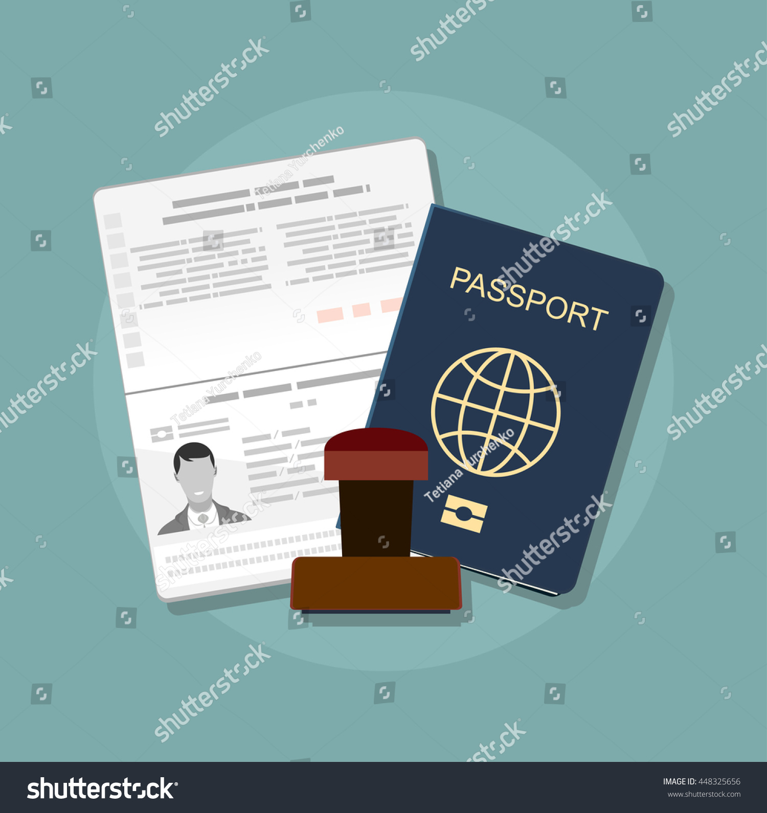Passport With Biometric Data Identification Royalty Free Stock Vector 448325656