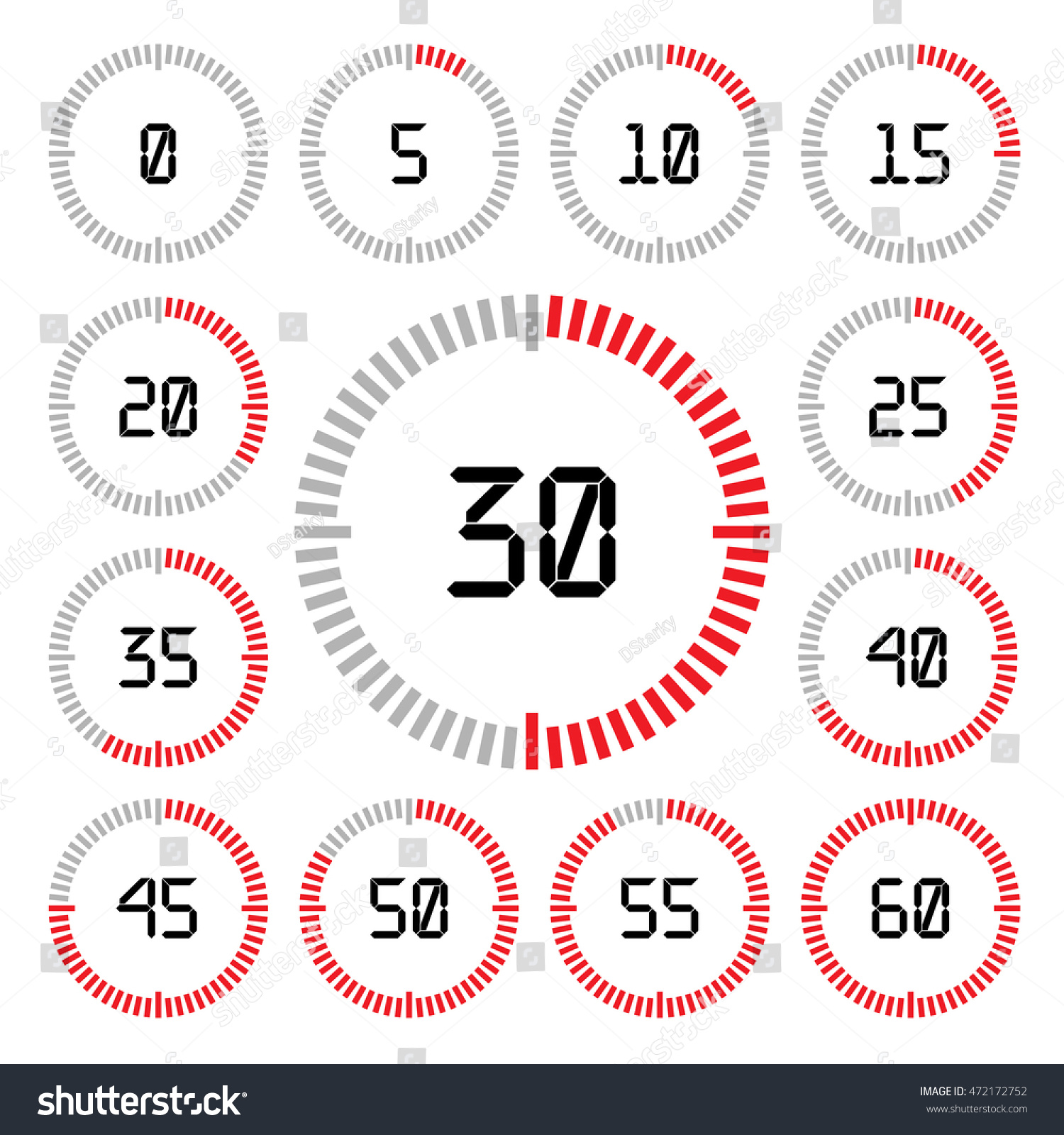 Countdown timer with five minutes interval in - Royalty Free Stock ...