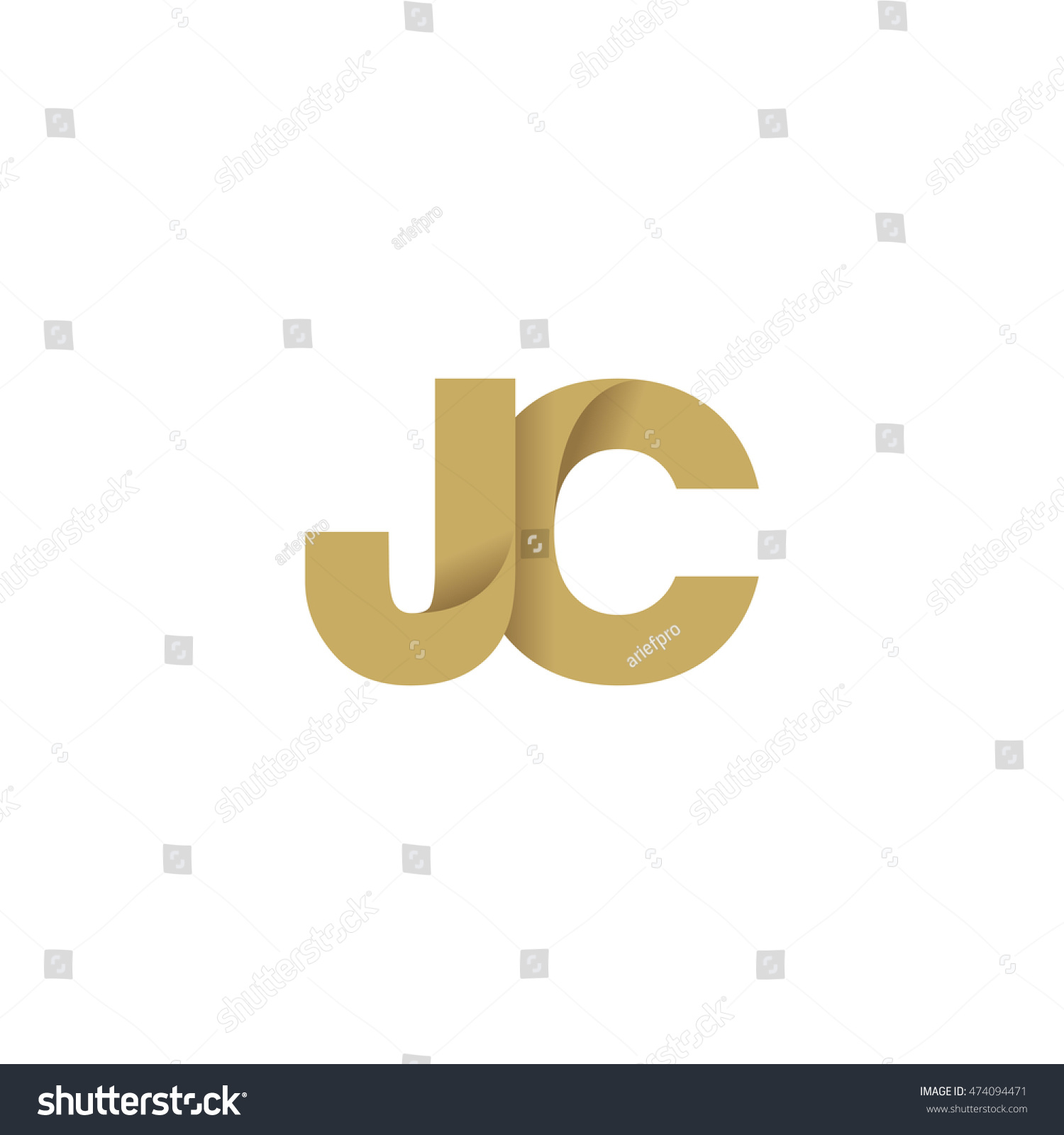 Initial letters JC overlapping fold logo brown - Royalty Free Stock ...