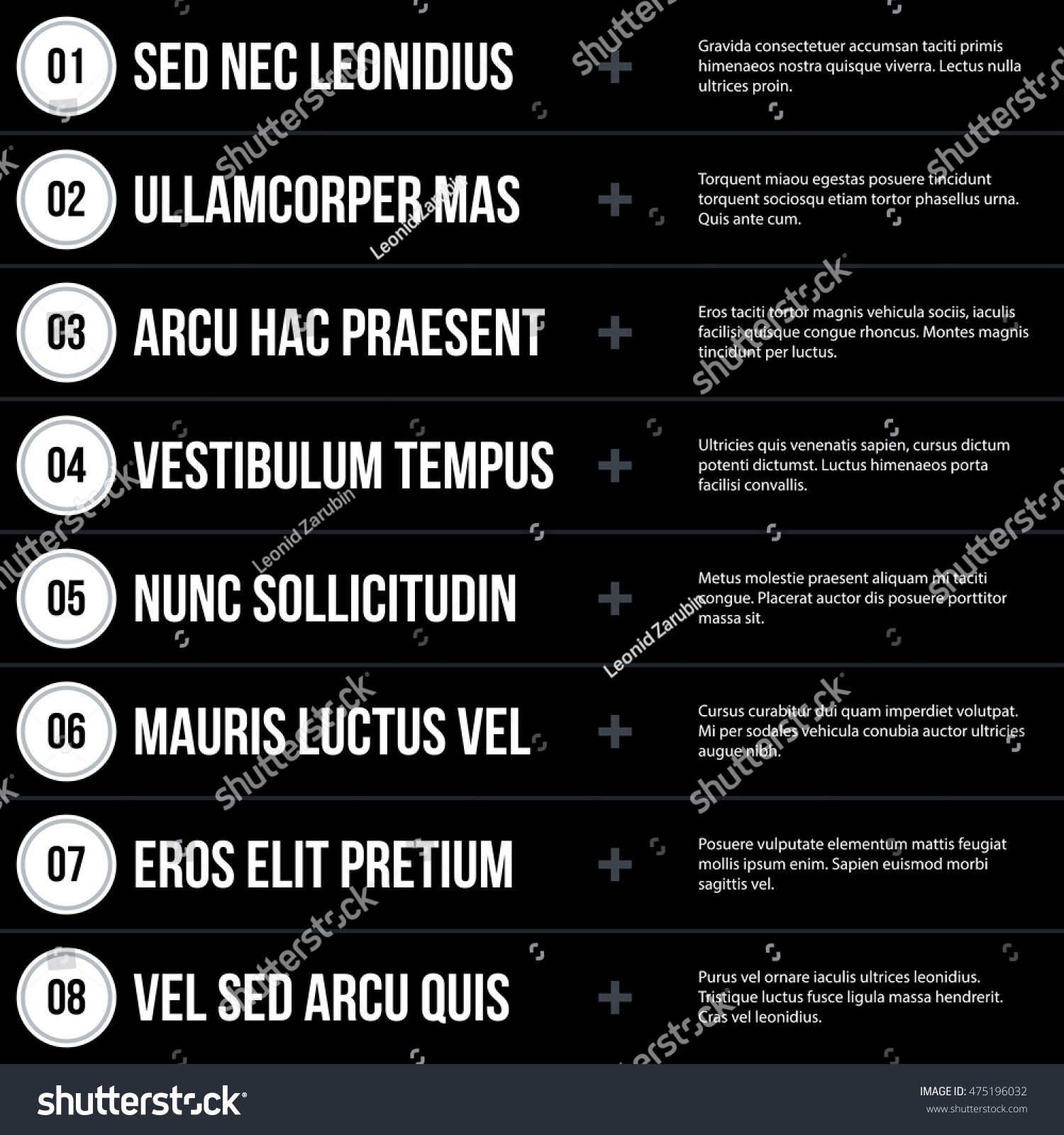 Futuristic corporate menu/list template on black - Royalty Free Stock ...