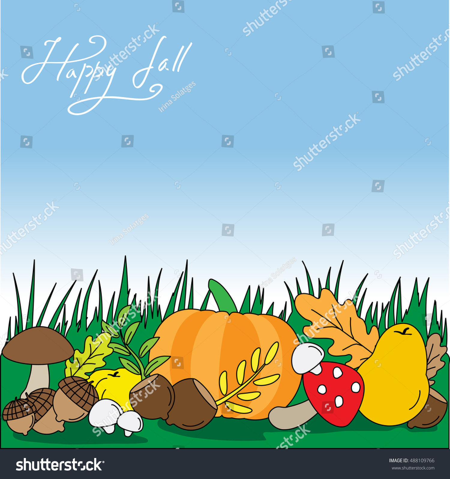 Background with Fall leaves. fruits and - Royalty Free Stock Vector ...