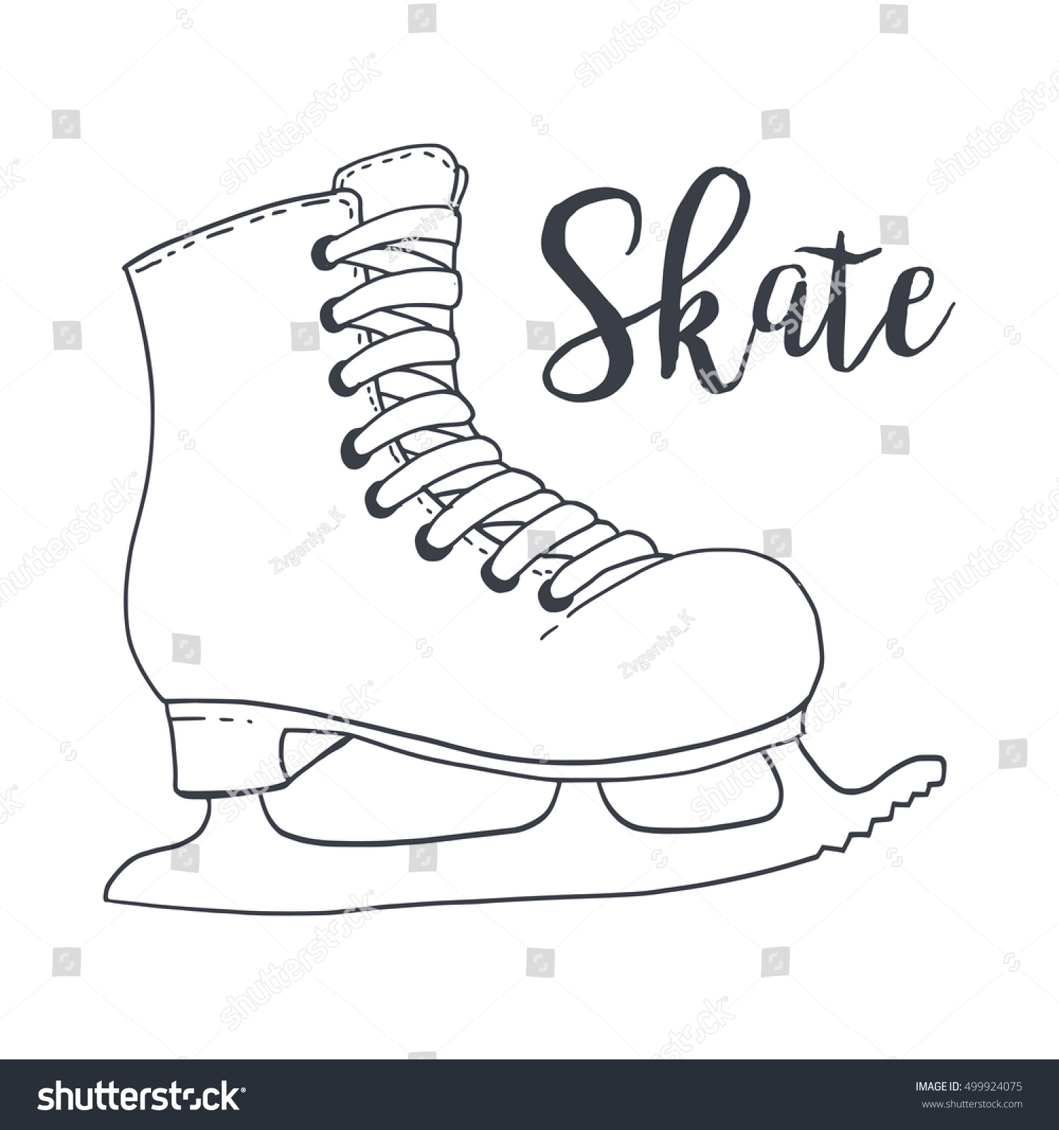 Ice Skate Ice Skating Boot Vector Illustration Royalty Free Stock Vector 499924075