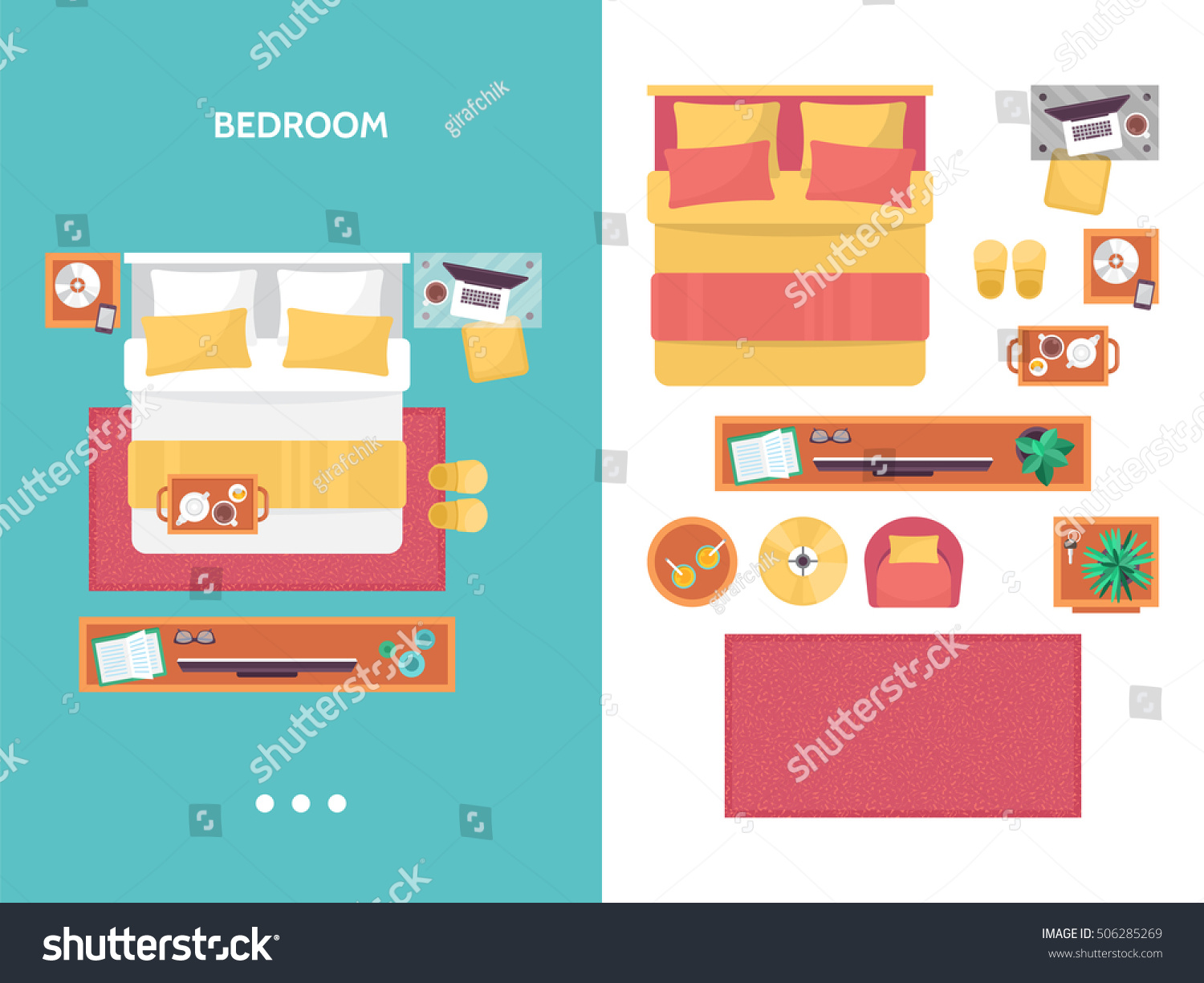 Bedroom floor plan top view. Furniture set for - Royalty Free Stock ...