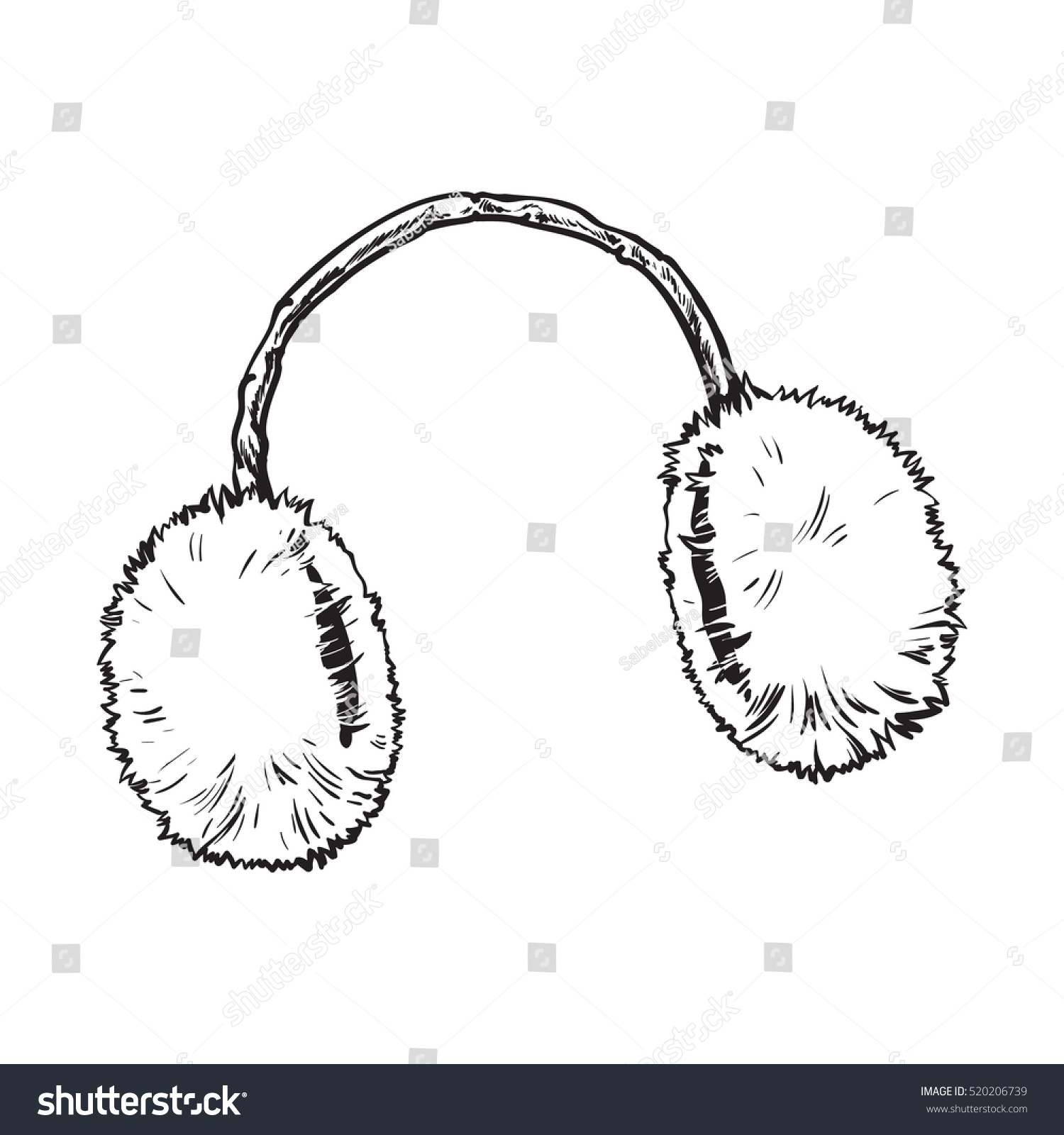 Bright fluffy fur ear muffs, sketch style vector - Royalty Free Stock ...
