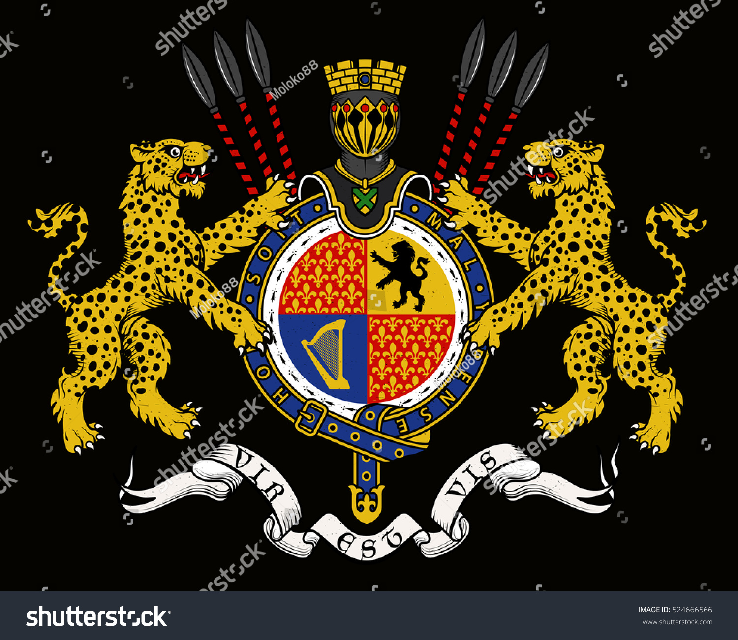 Vector heraldic illustration in vintage style - Royalty Free Stock ...