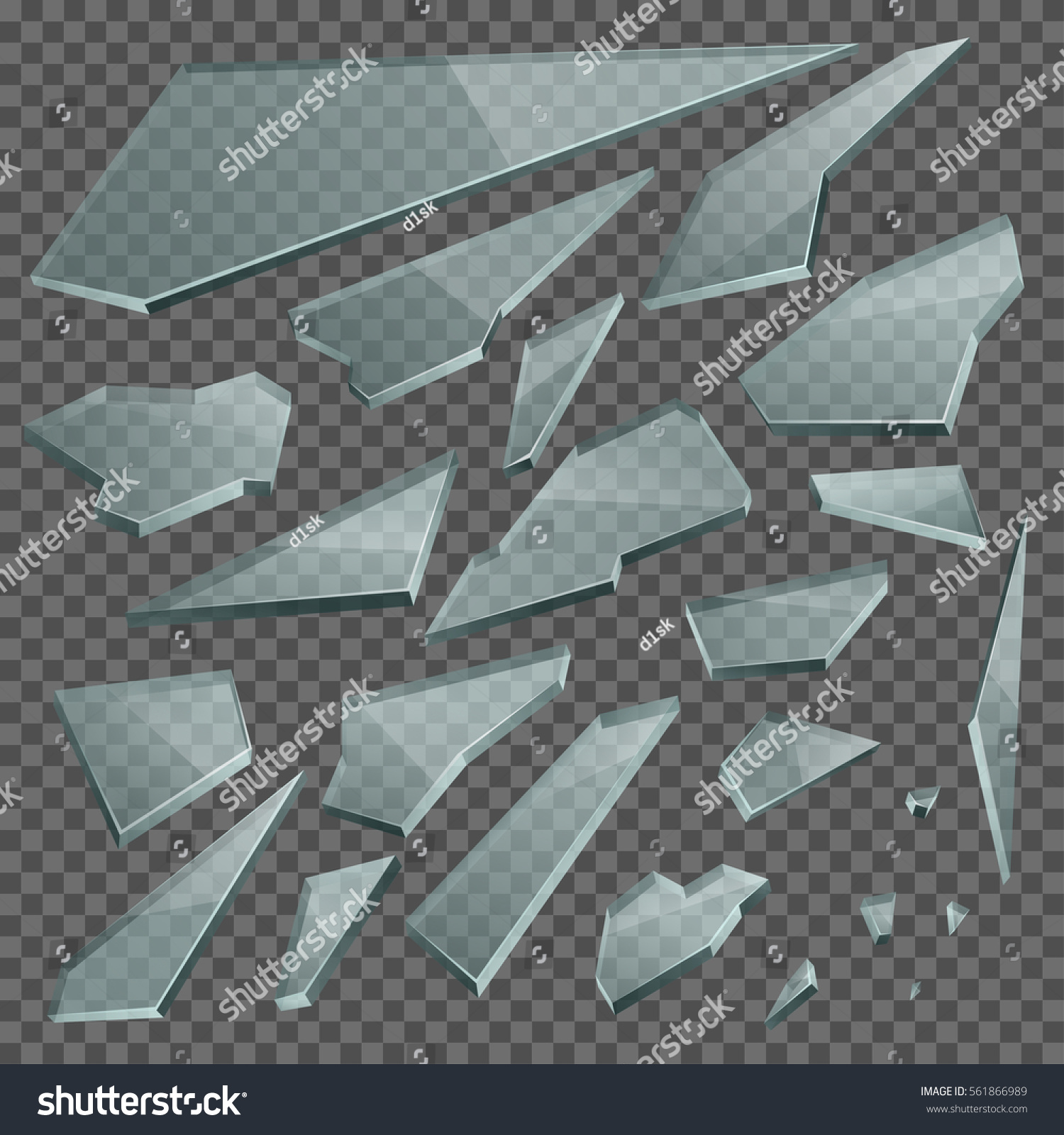 Broken Glass Elements Royalty Free Stock Vector 561866989