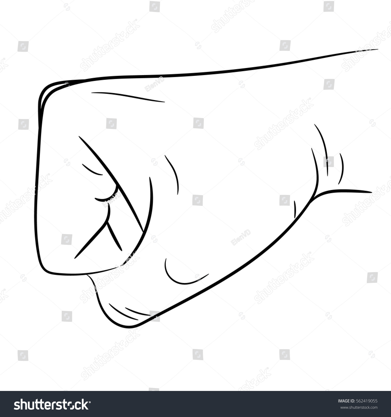 Clenched Fist Side View On White Background Of Royalty Free Stock Vector 562419055