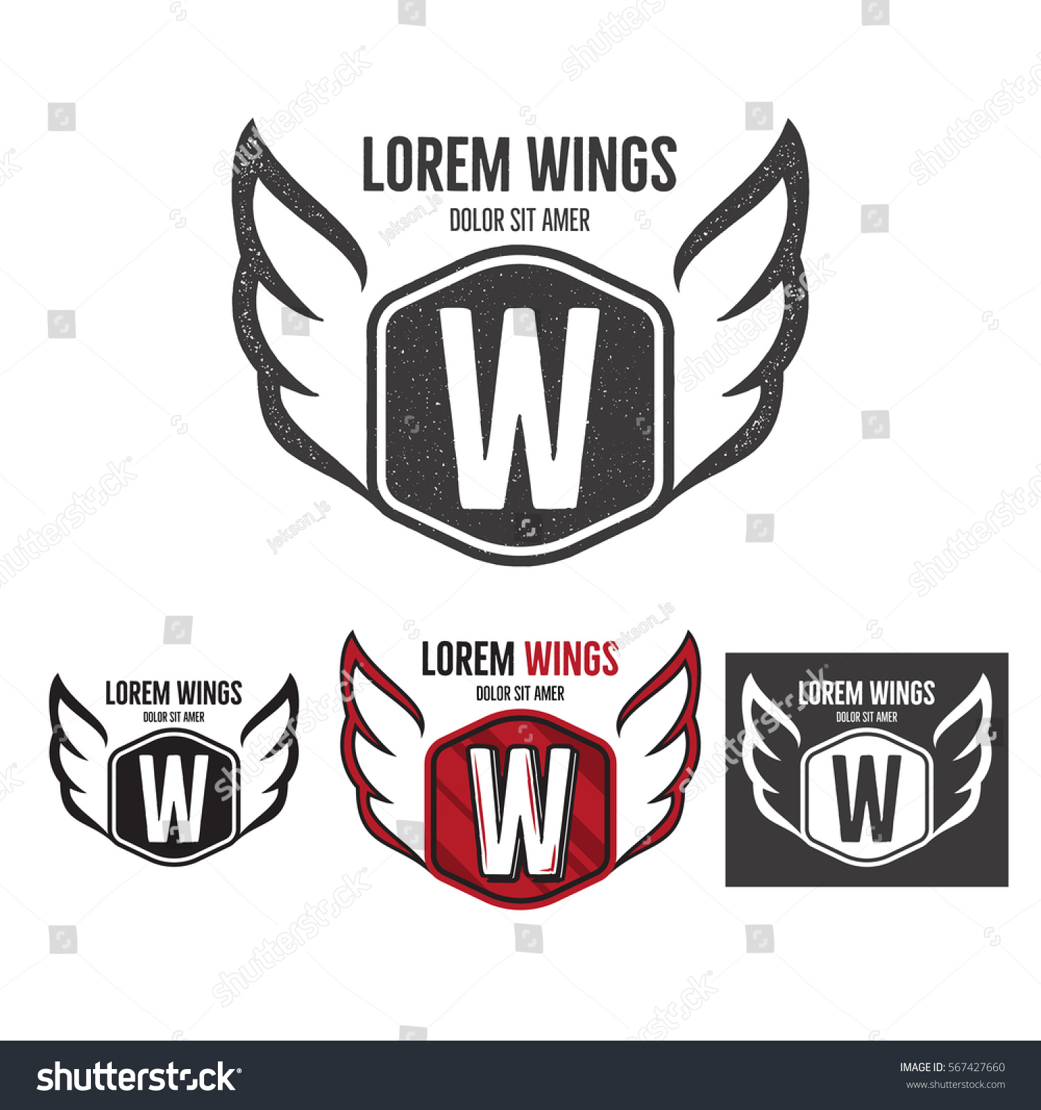 Modern Wings Shield Template Logo Design Royalty Free Stock Vector