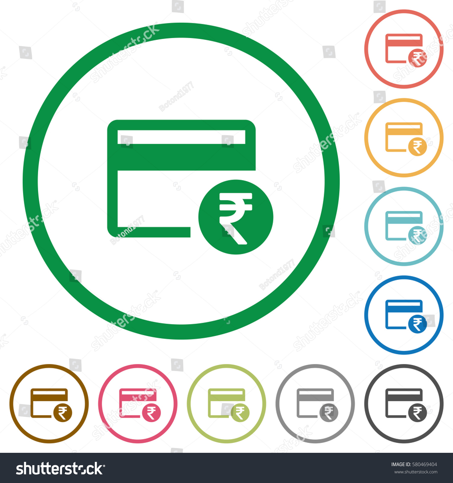 Rupee credit card flat color icons in round - Royalty Free Stock Vector ...