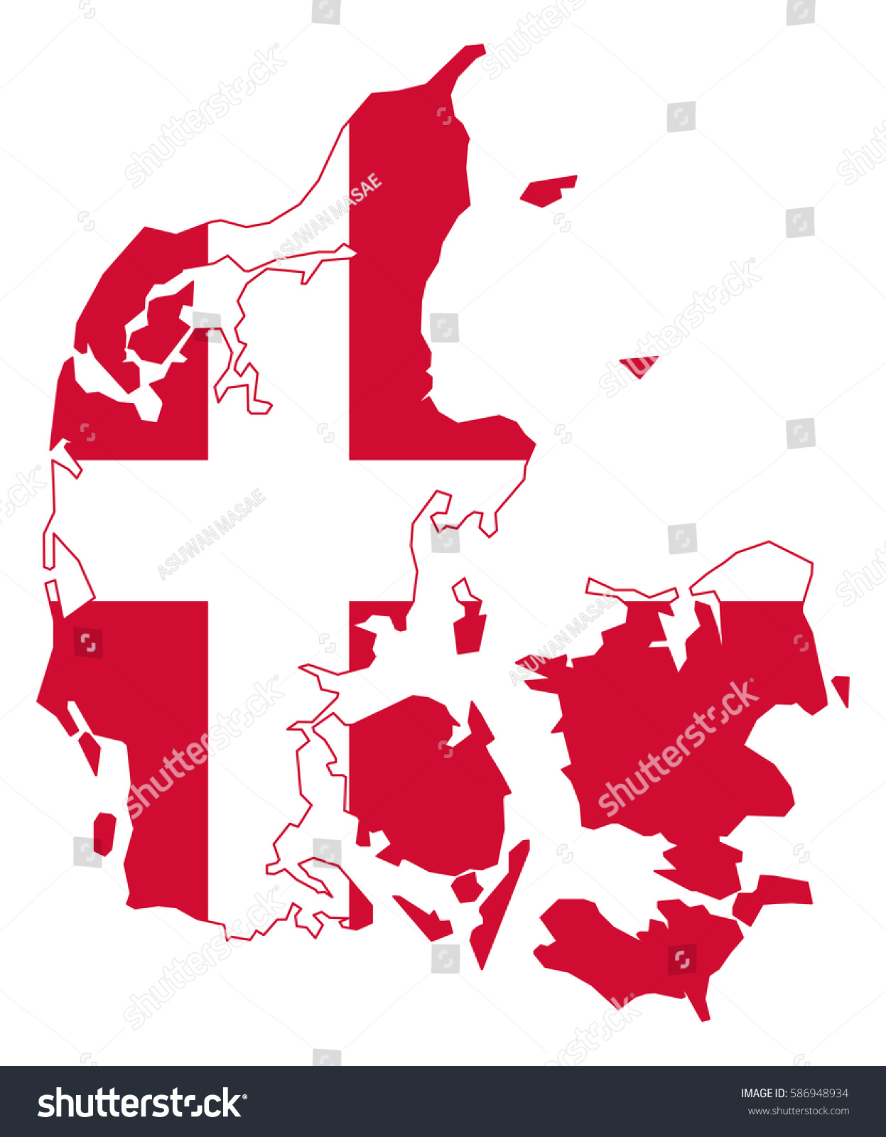 Flag map of Denmark - Royalty Free Stock Vector 586948934 - Avopix.com