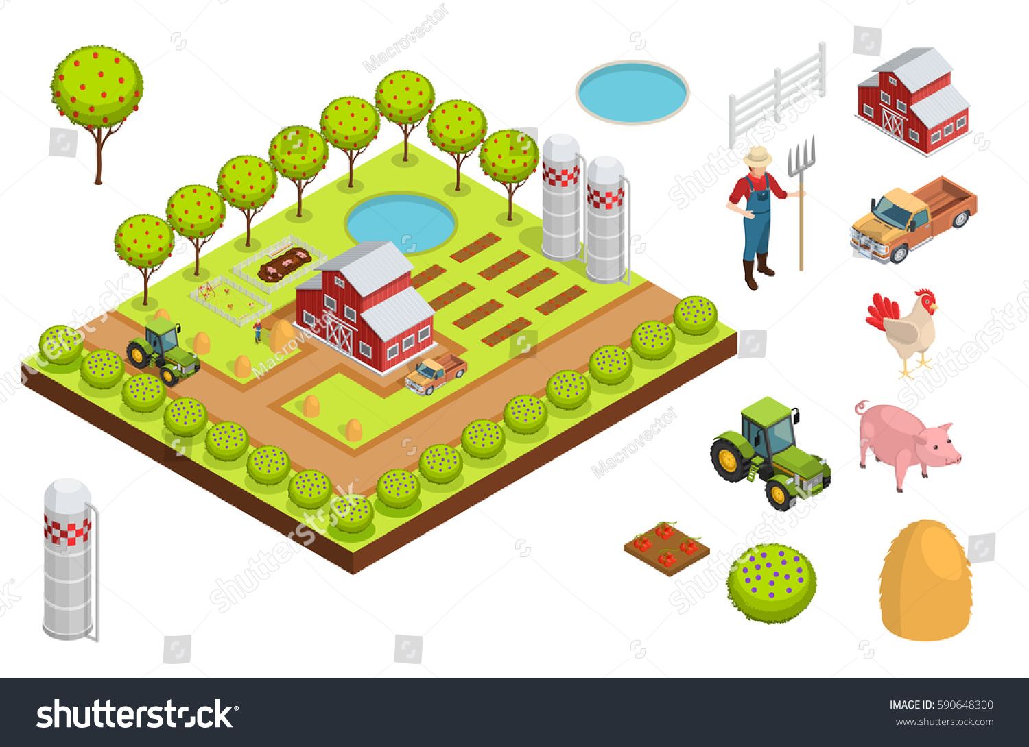 Farm isometric composition layout creating a - Royalty Free Stock ... Farm isometric composition layout creating a - Royalty Free Stock ...