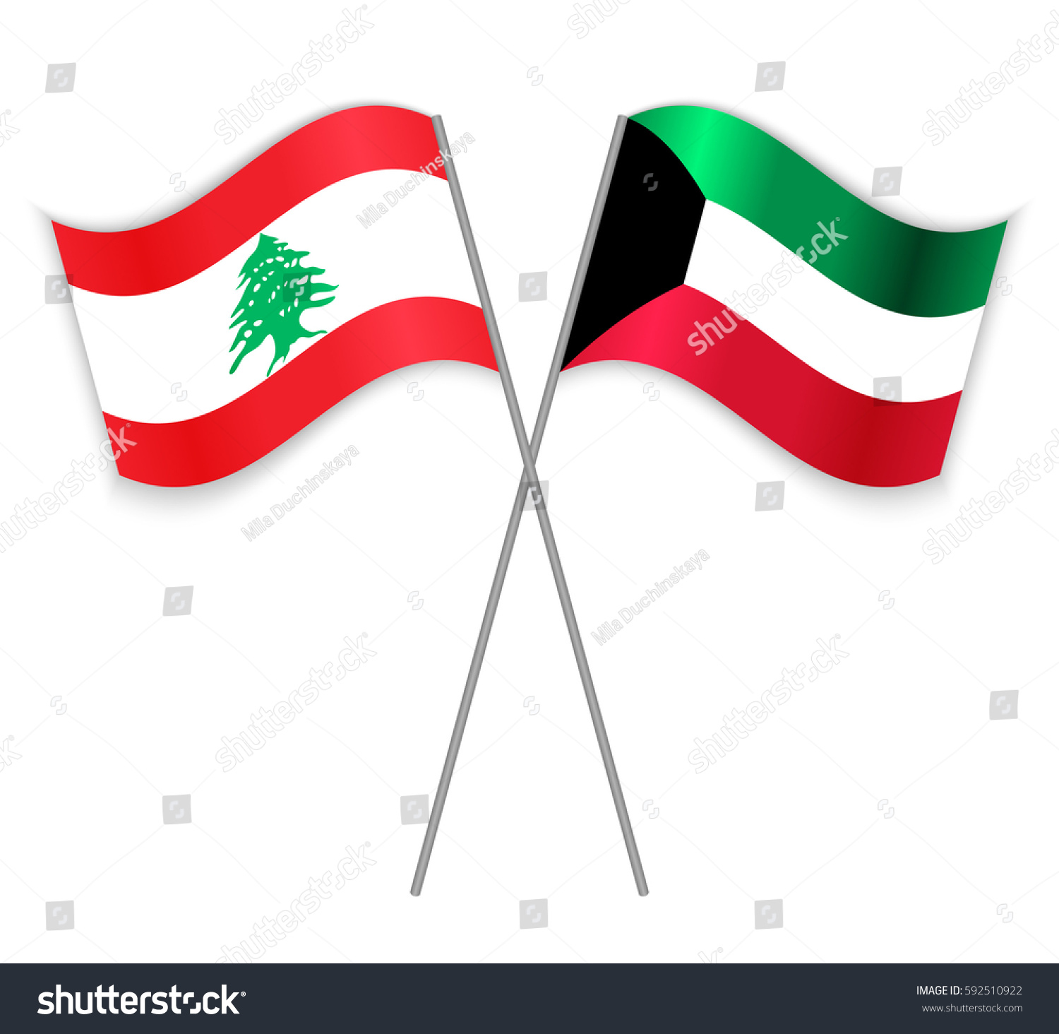 Lebanese and Kuwaiti crossed flags. Lebanon - Royalty Free Stock Vector ...