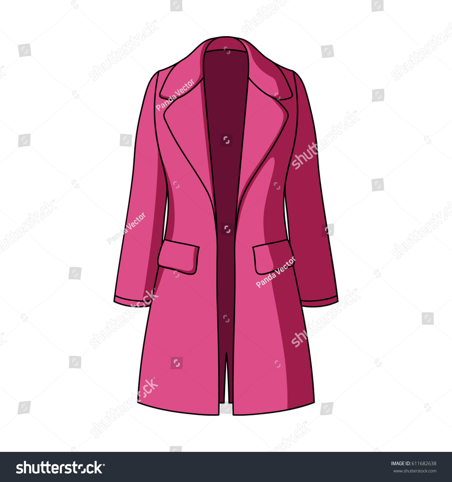 Blue Female Restrained Coat Buttoned Womens Royalty Free Stock