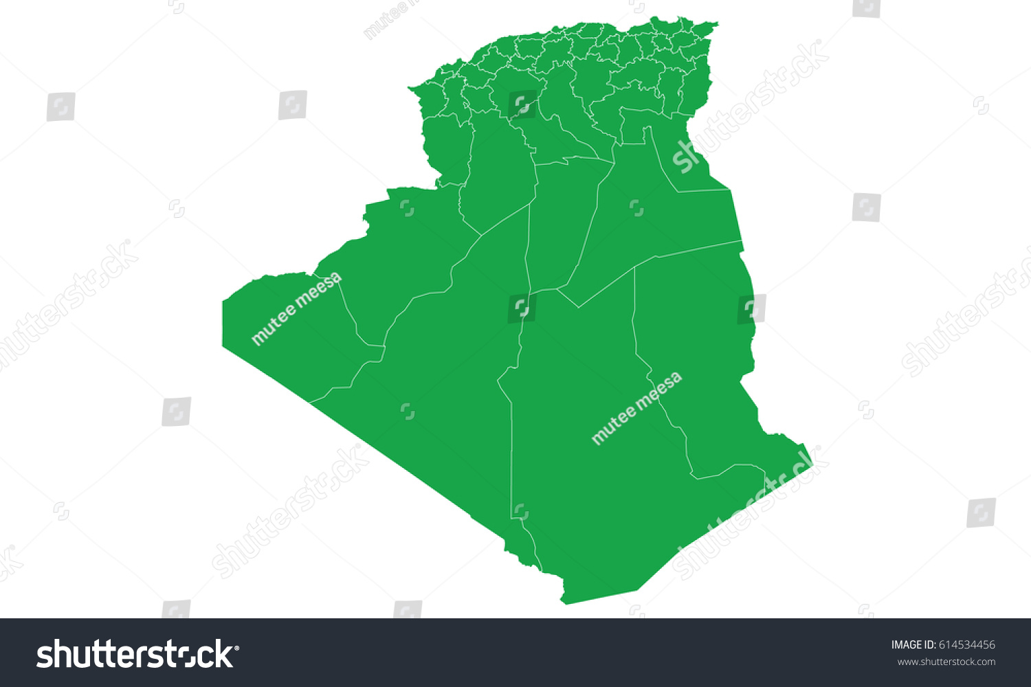 Algeria map green color - Royalty Free Stock Vector 614534456 - Avopix.com