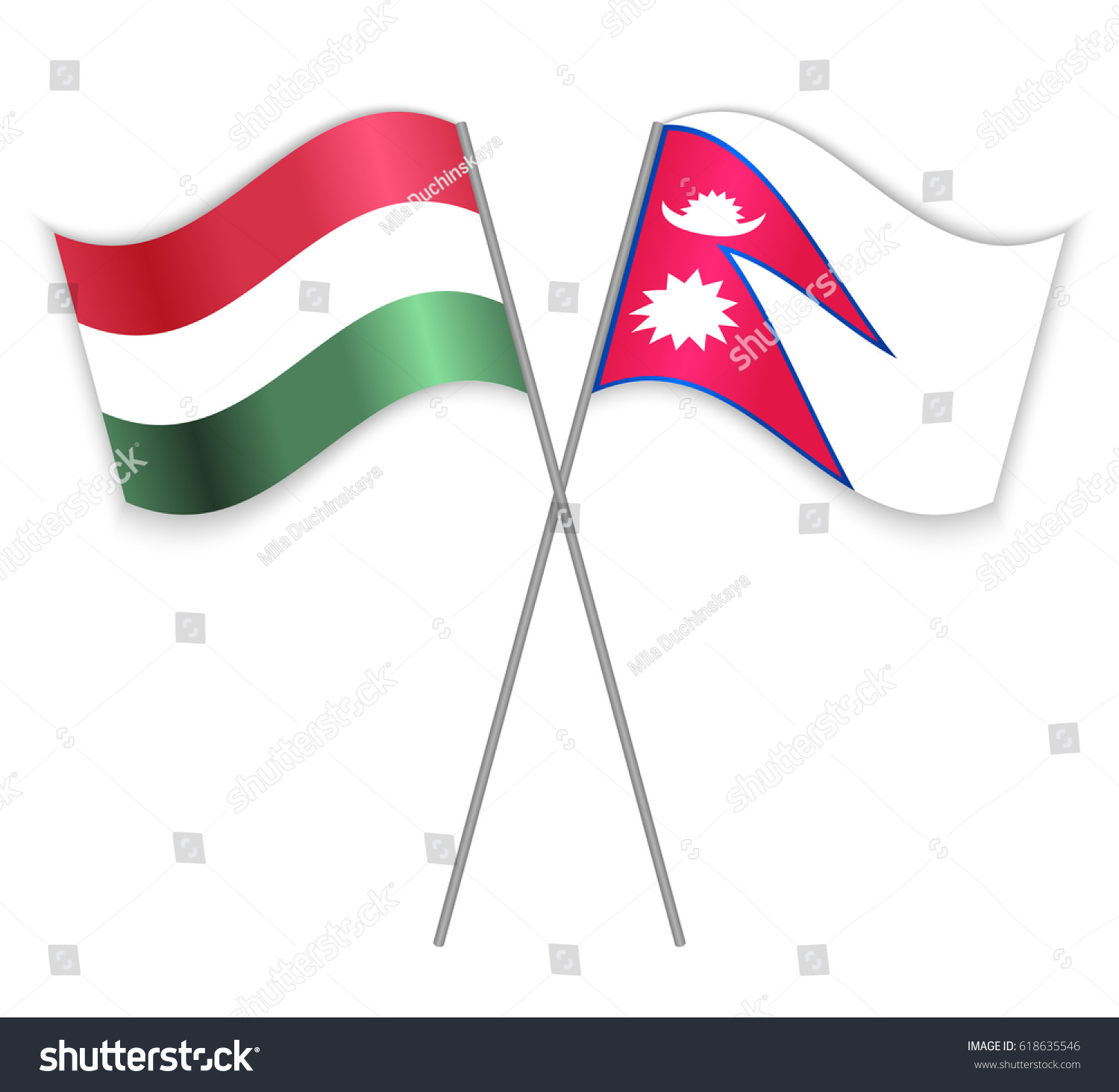 Hungarian and Nepalese crossed flags. Hungary - Royalty Free Stock ...