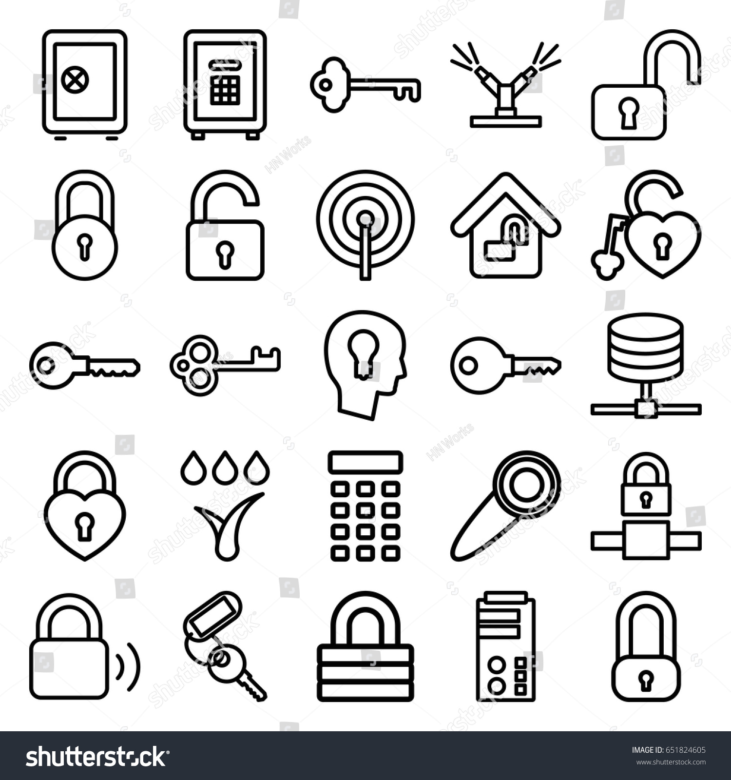 Lock icons set. set of 25 lock outline icons - Royalty Free Stock ...