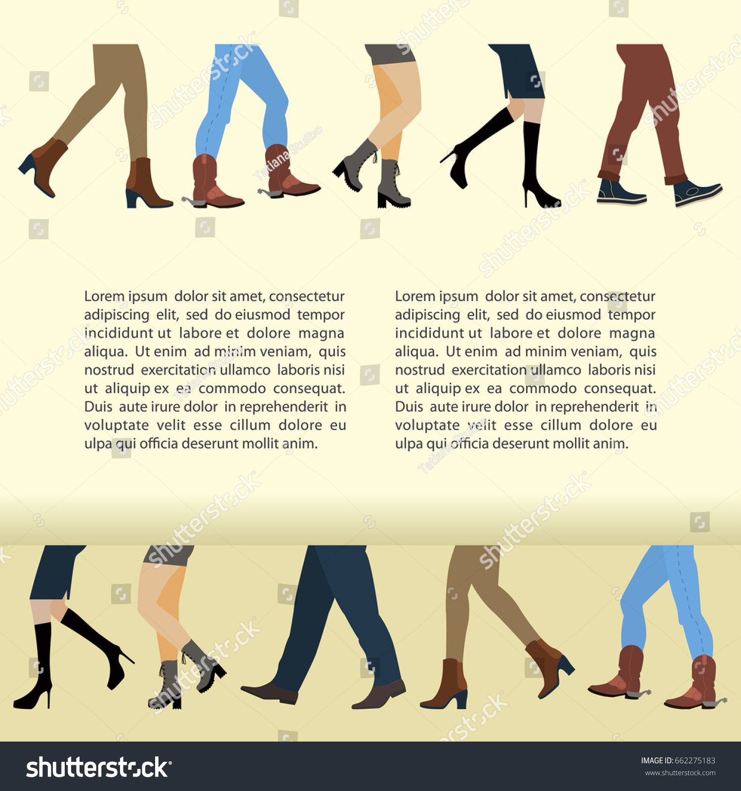 Legs of people, group is walking in shoes. Flat - Royalty Free Stock ...