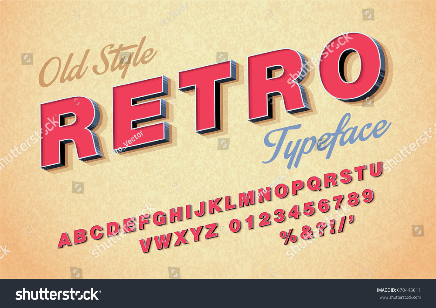 Vector 3d oblique retro font, alphabet 80s, 90s. - Royalty Free Stock ...