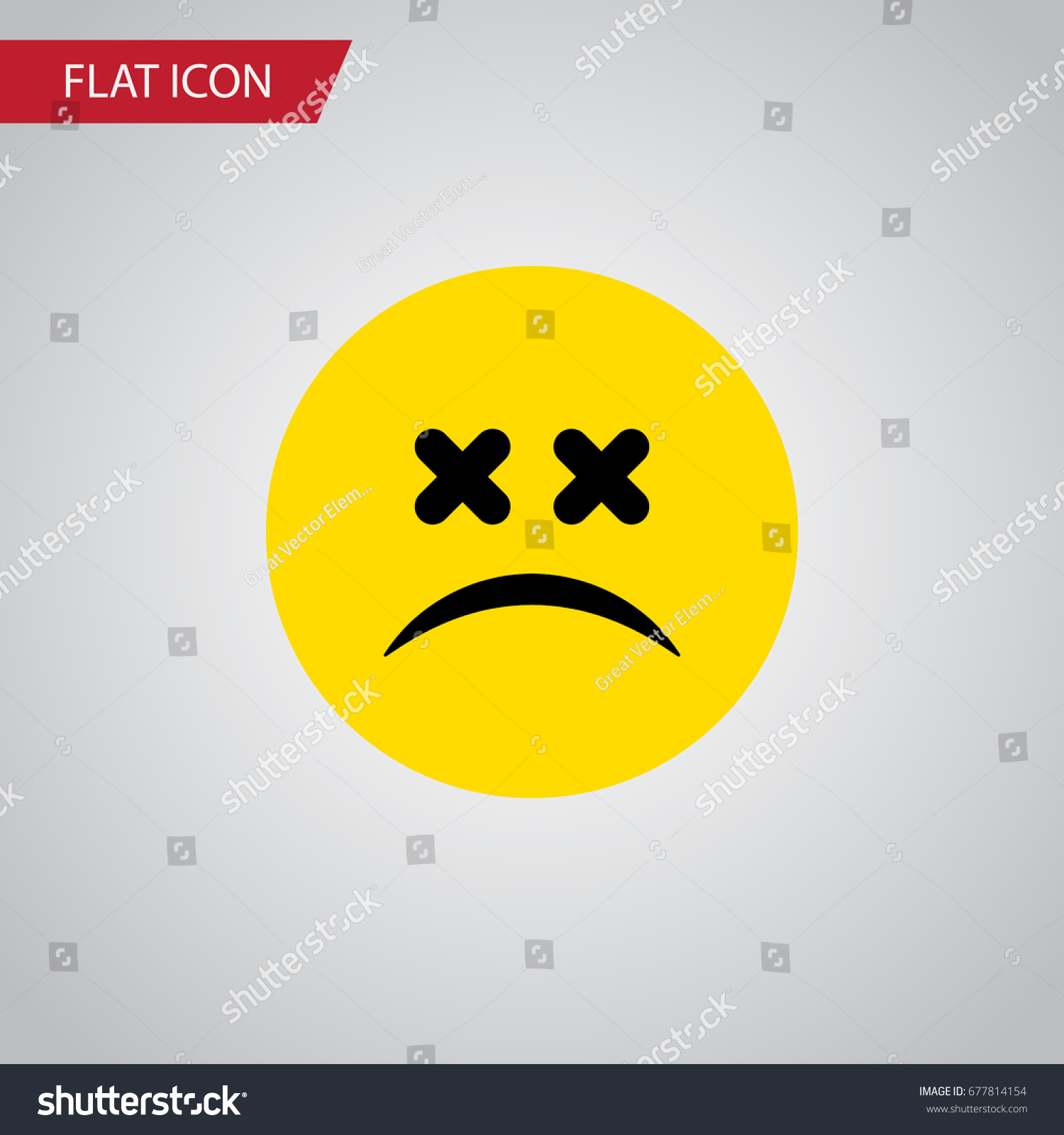 Isolated Dizzy Emoticon Flat Icon Cross Eyed Royalty Free Stock