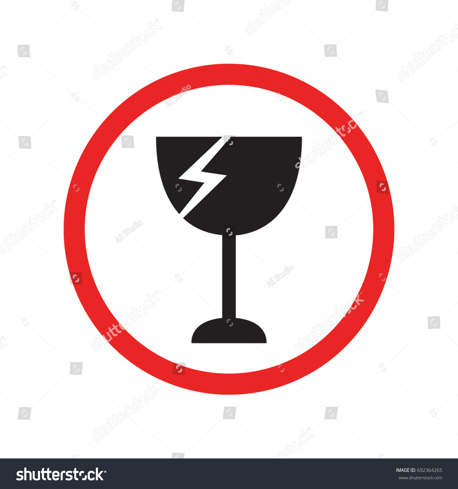 Fragile, danger glass warning sign / icon, water - Royalty Free Stock ...