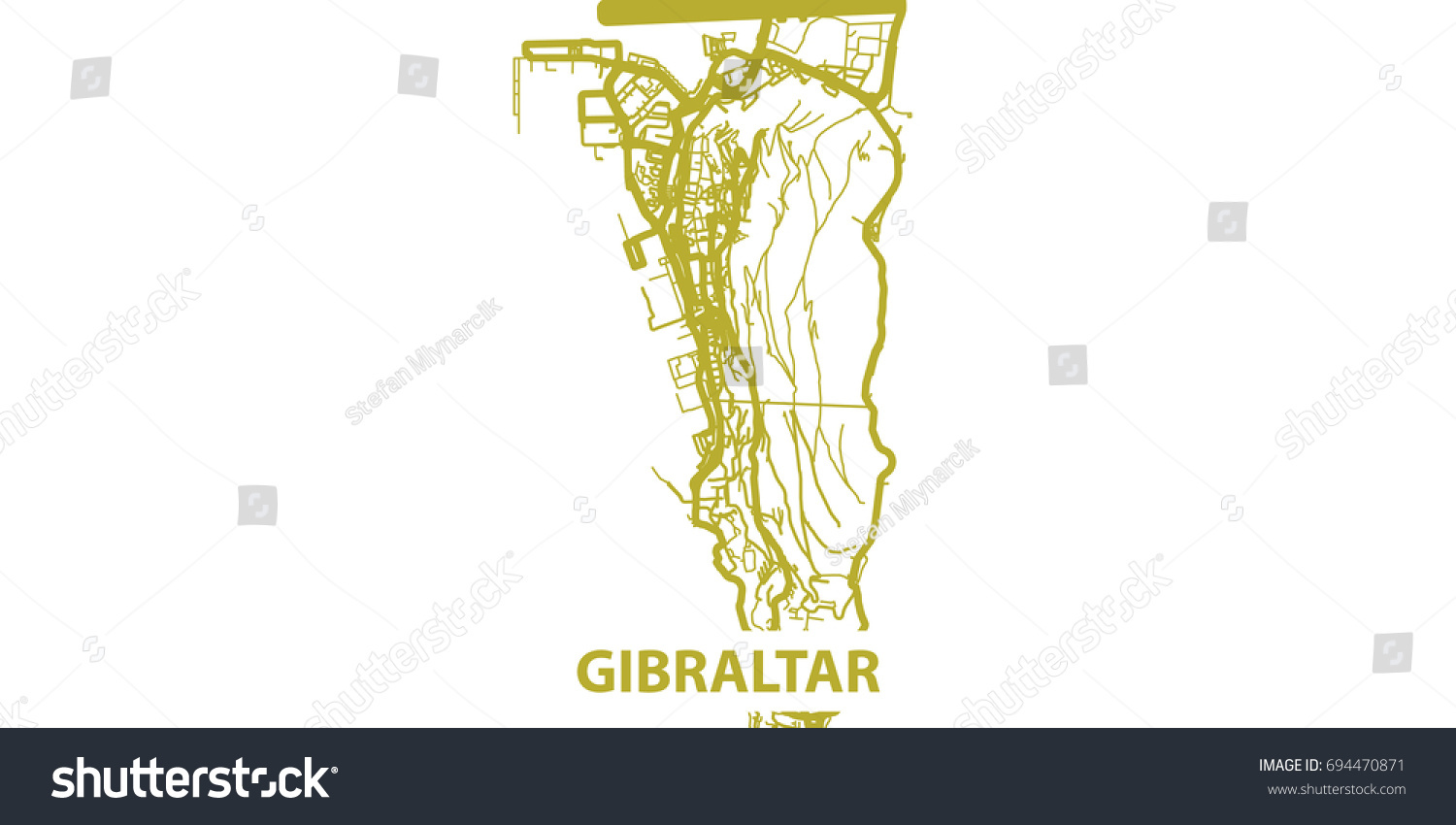 Detailed vector map of Gibraltar in gold with - Royalty Free Stock ...