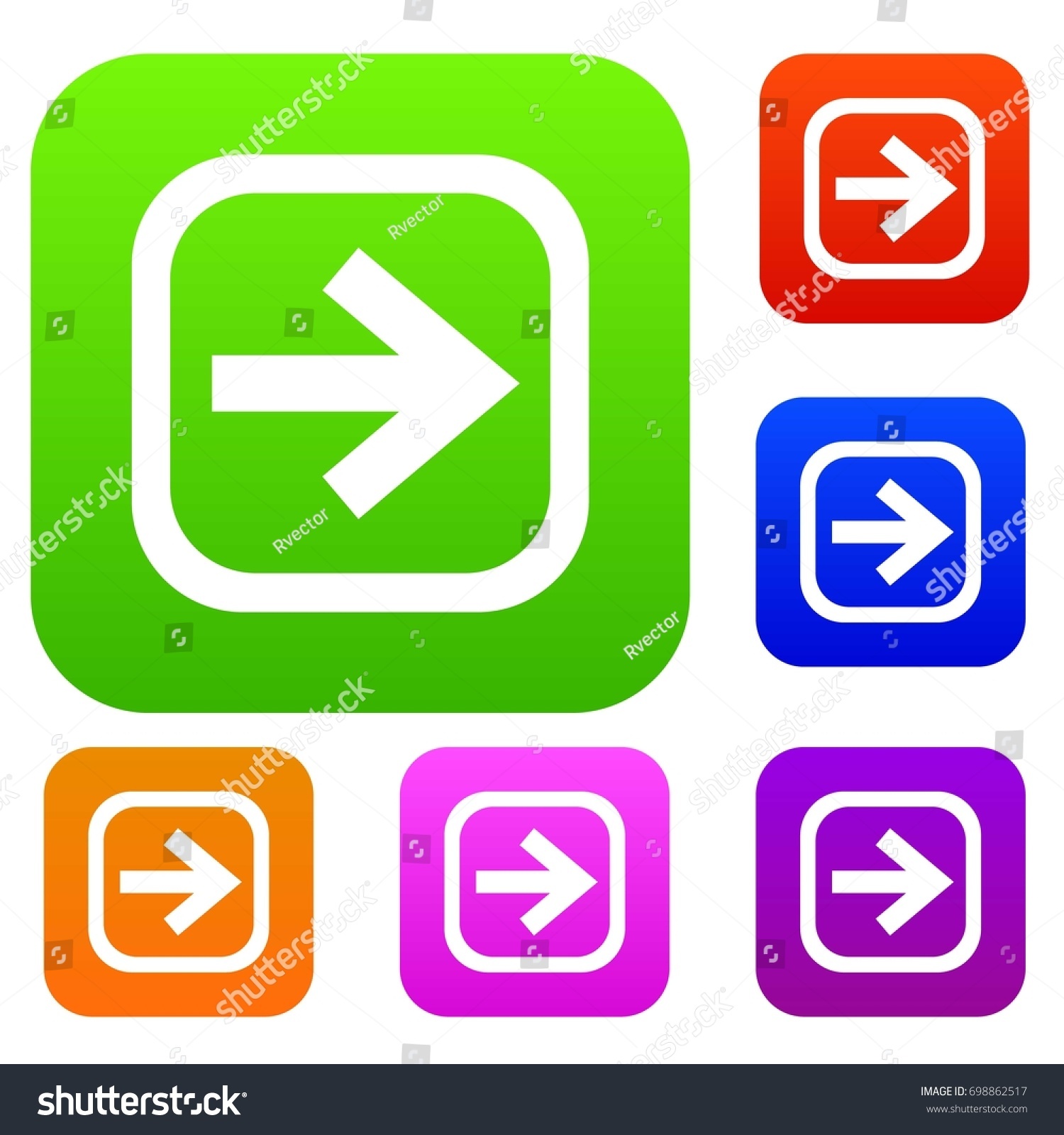 Arrow in square set icon in different colors - Royalty Free Stock ...