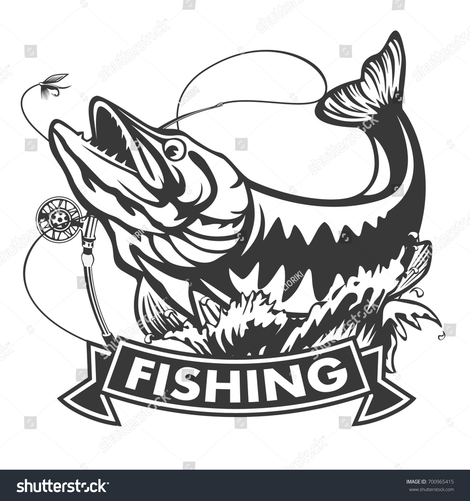 Vector illustration of jumping pike isolated. - Royalty Free Stock ...