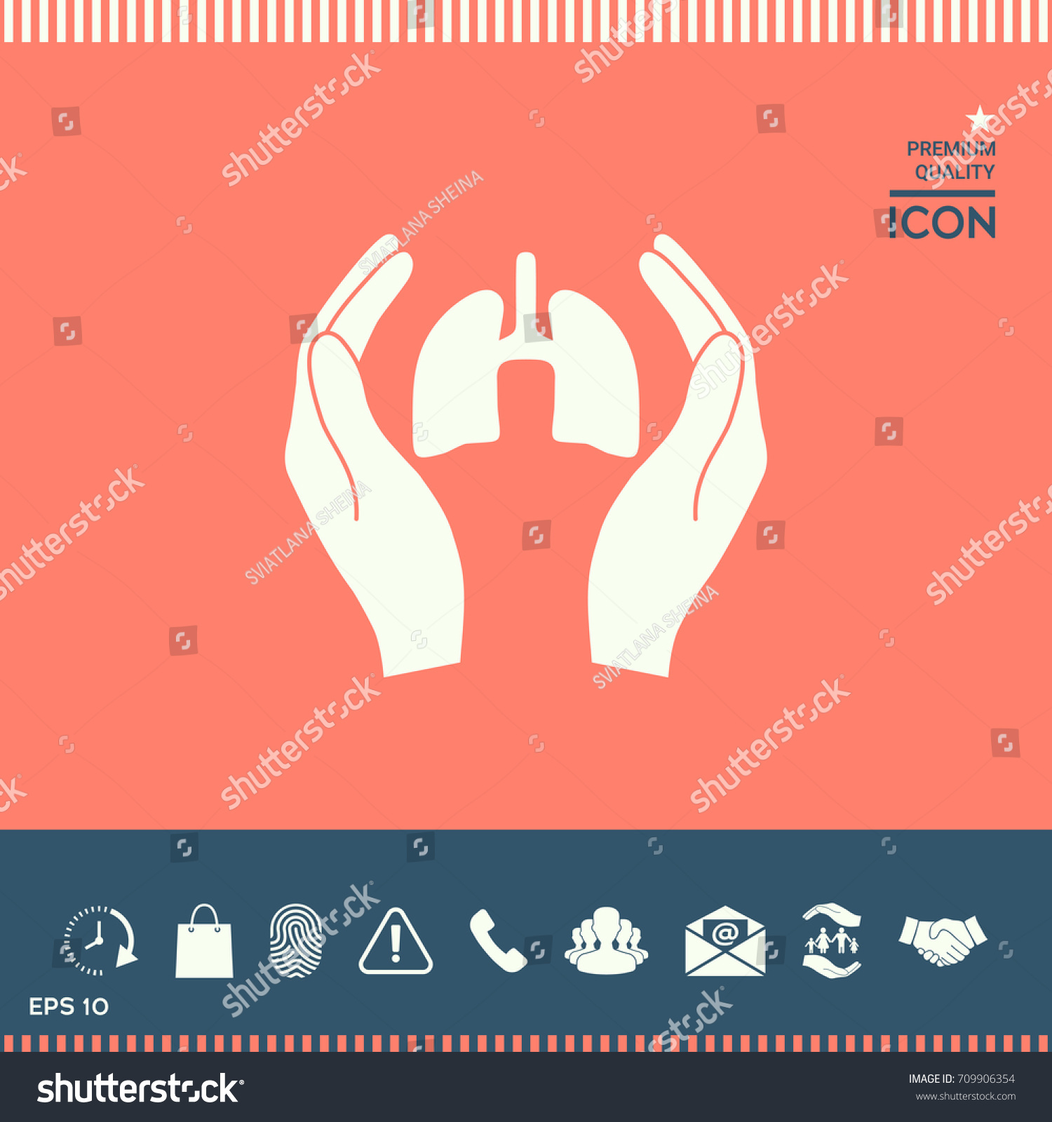Hands holding lungs - protection icon - Royalty Free Stock Vector ...
