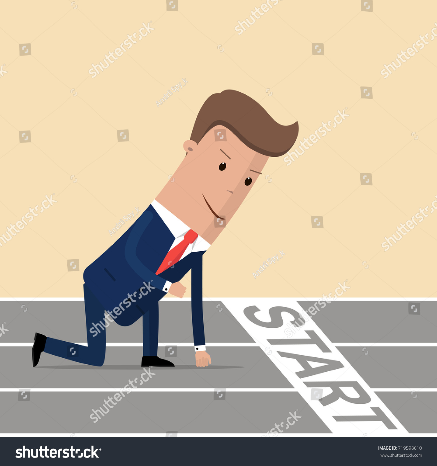 Businessman ready to sprint on start. Starting - Royalty Free Stock ...
