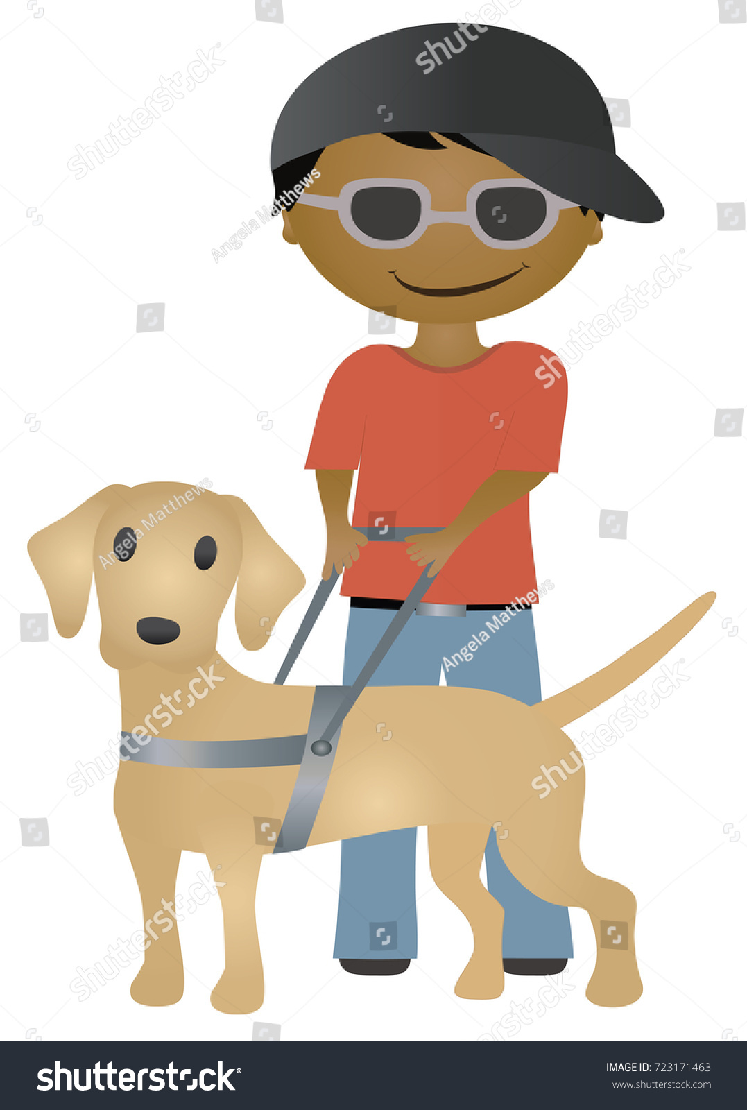 Illustration of blind boy with guide dog - Royalty Free Stock Vector ...