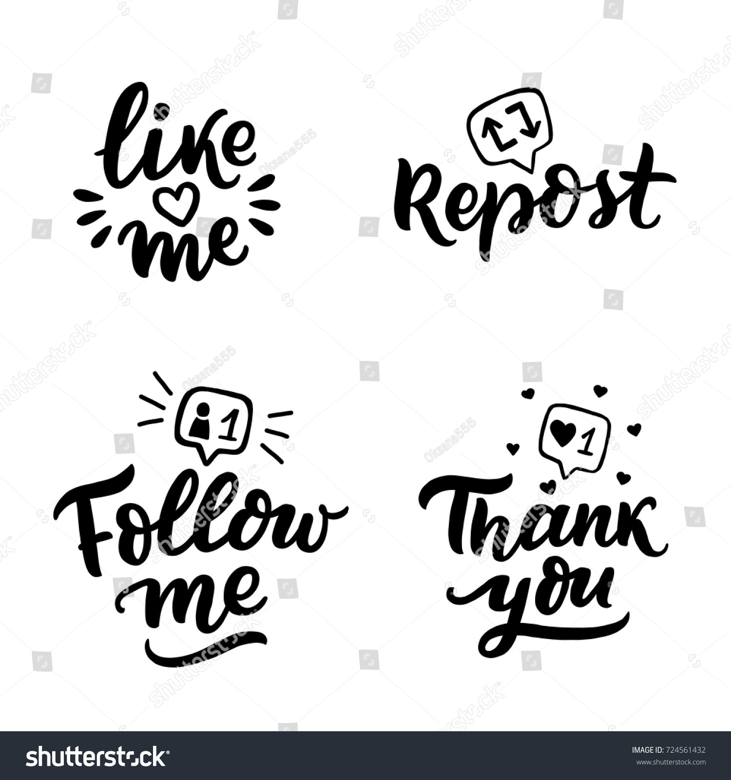 Hand drawn lettering set with phrase follow me, - Royalty Free Stock ...