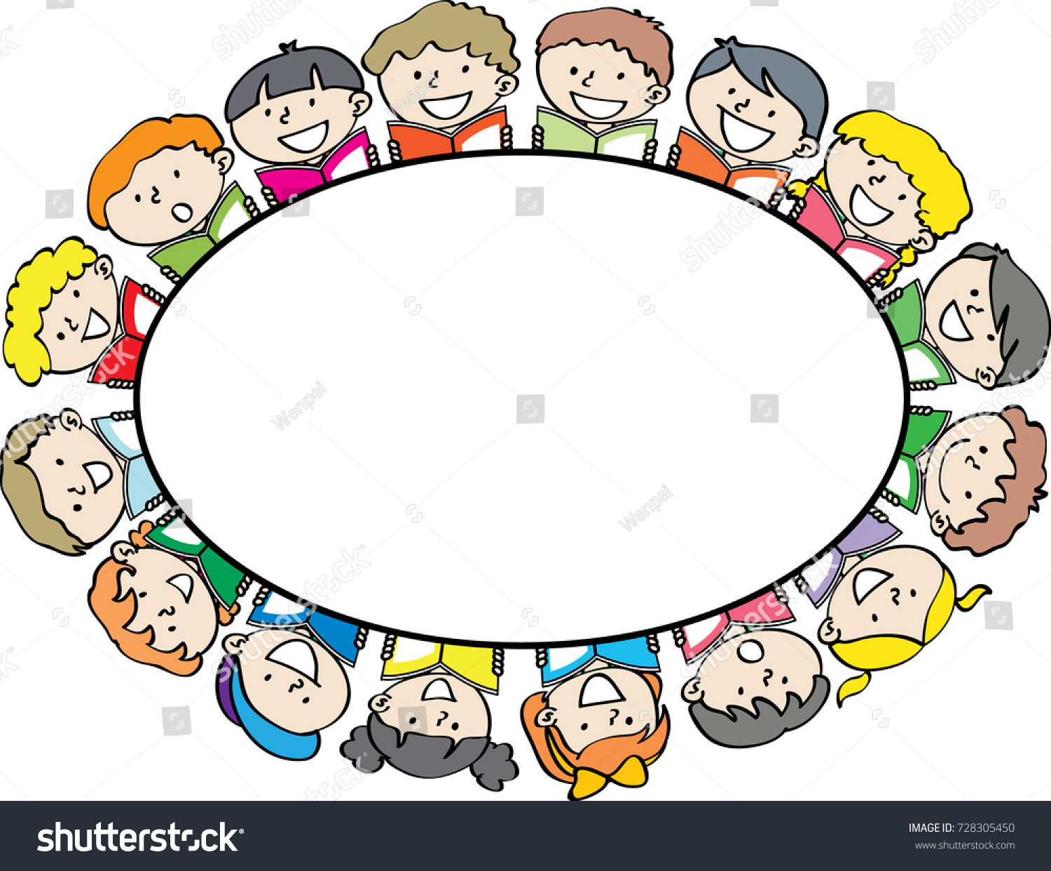 children reading books with border - Royalty Free Stock Vector ...