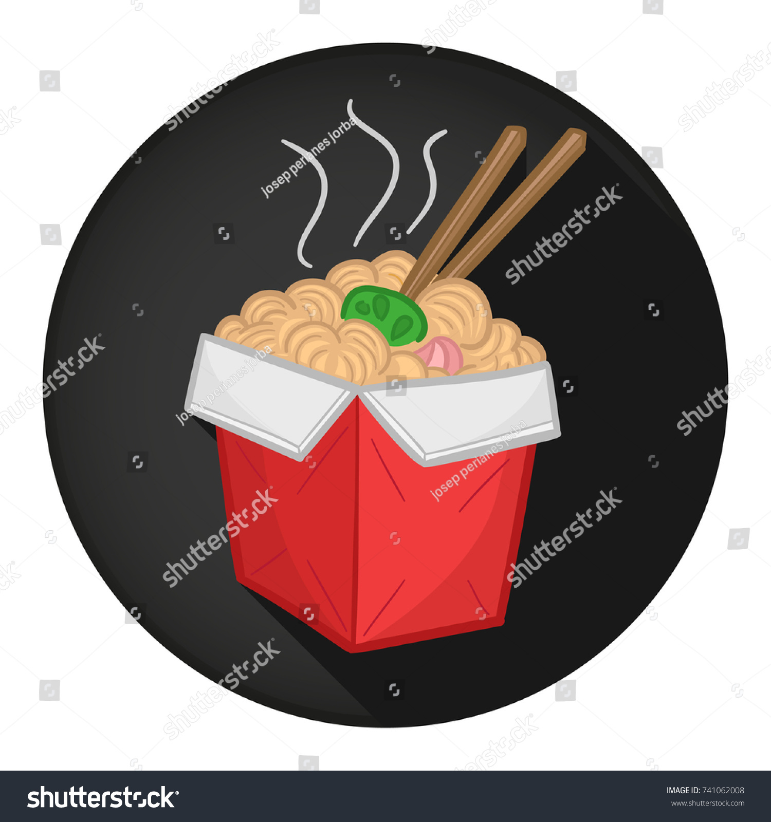 Asian Food Take Away Icon Round Flat Vector Art - Royalty Free Stock ...
