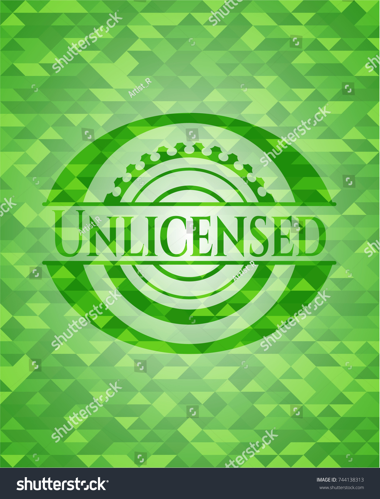 Unlicensed realistic green emblem. Mosaic - Royalty Free Stock Vector ...