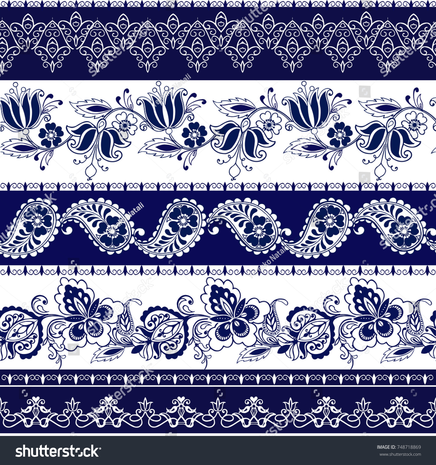 Set of Lace Bohemian Seamless Borders. Stripes - Royalty Free Stock ...