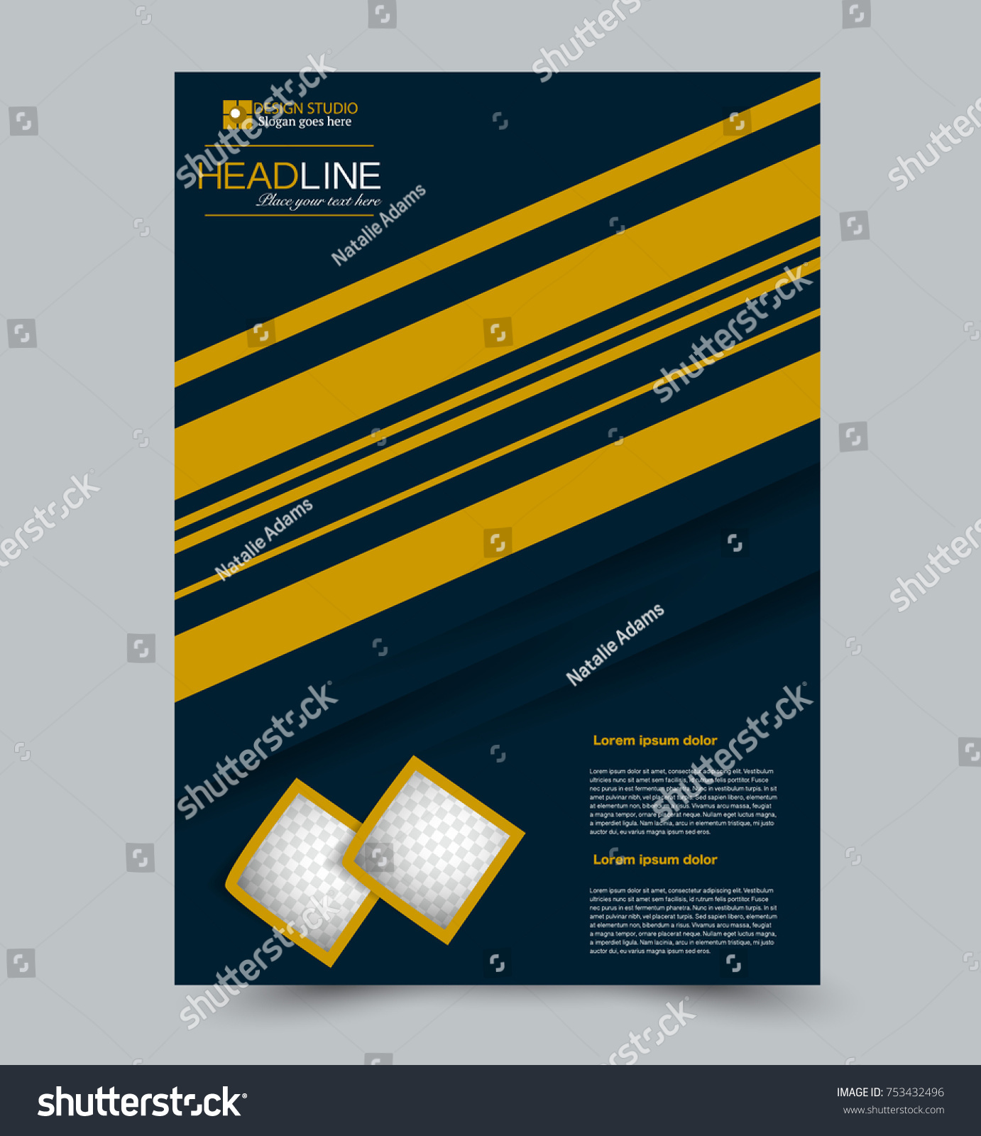 Blue and yellow flyer template. Abstract - Royalty Free Stock Vector ...