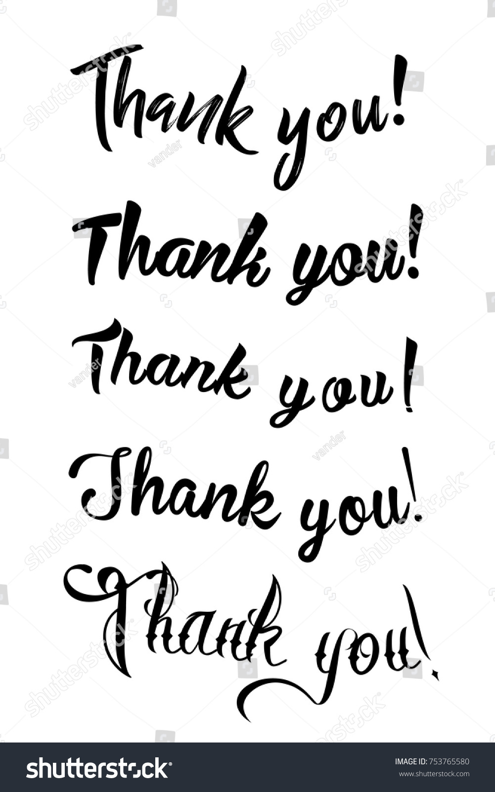 Thank You Card Hand Drawn Lettering Ink Vector Royalty Free Stock