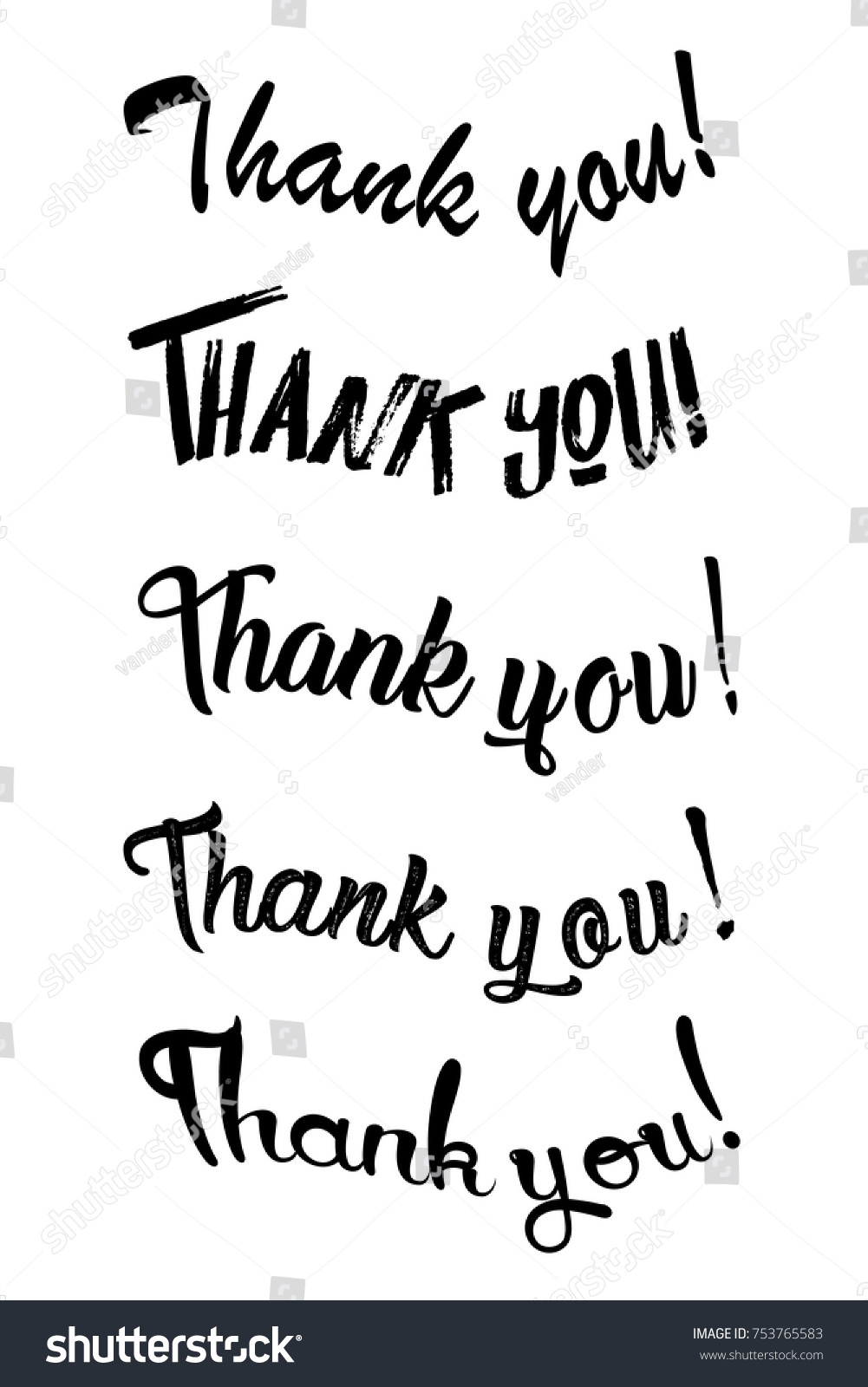 Thank You Card Hand Drawn Lettering Ink Vector Royalty Free Stock
