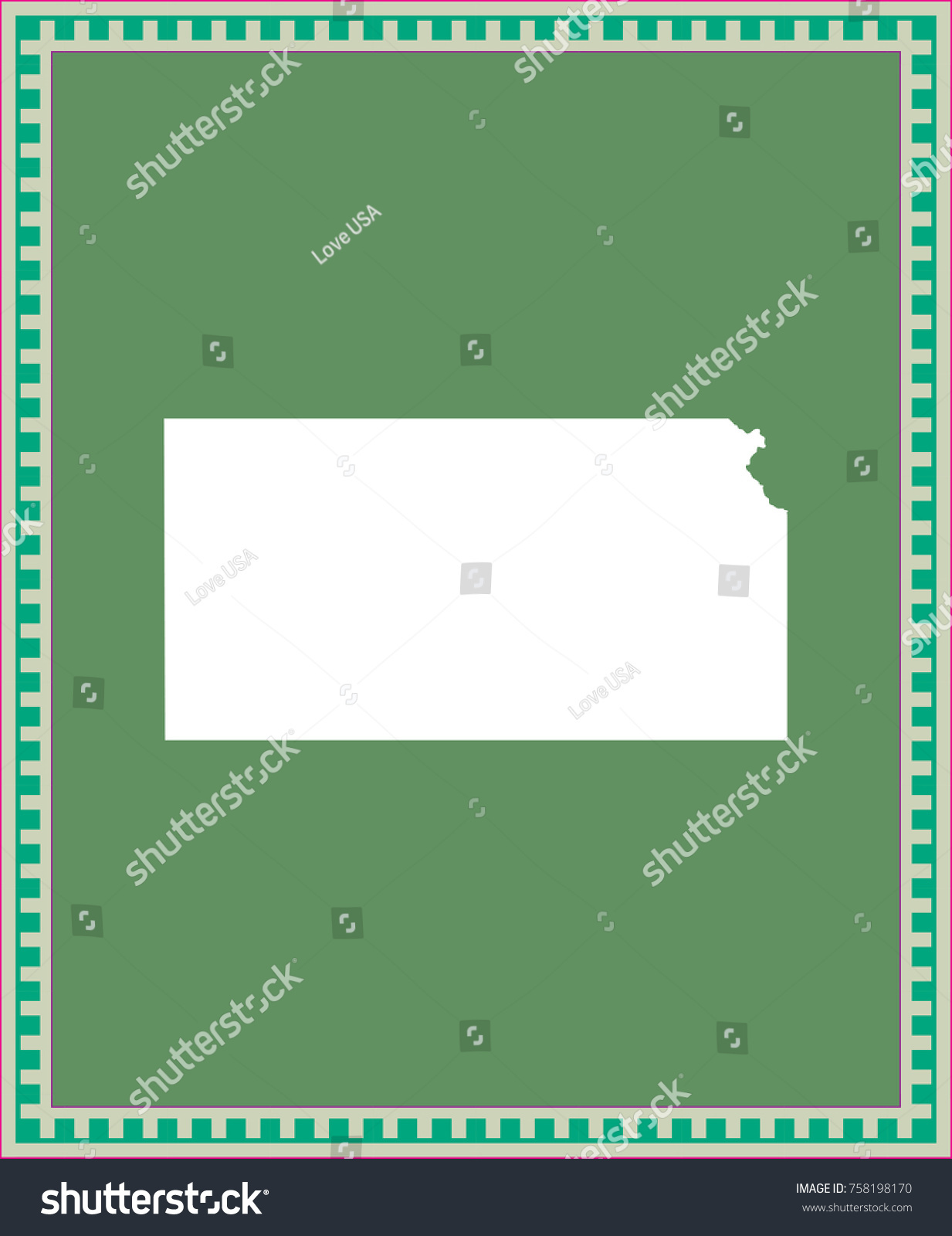 Kansas state of USA map vector outline - Royalty Free Stock Vector ...