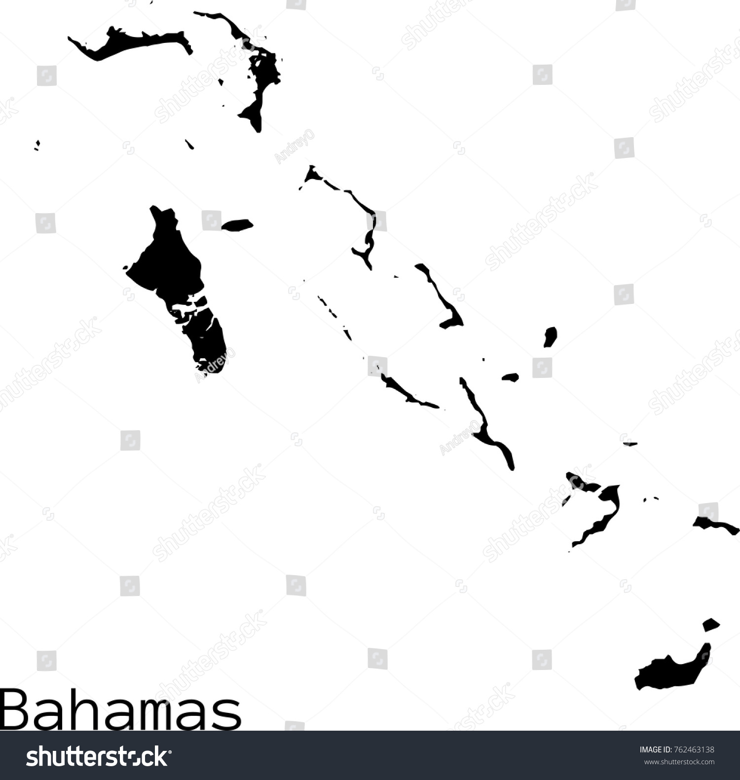 Black Bahamas Map Vector Silhouette Royalty Free Stock Vector