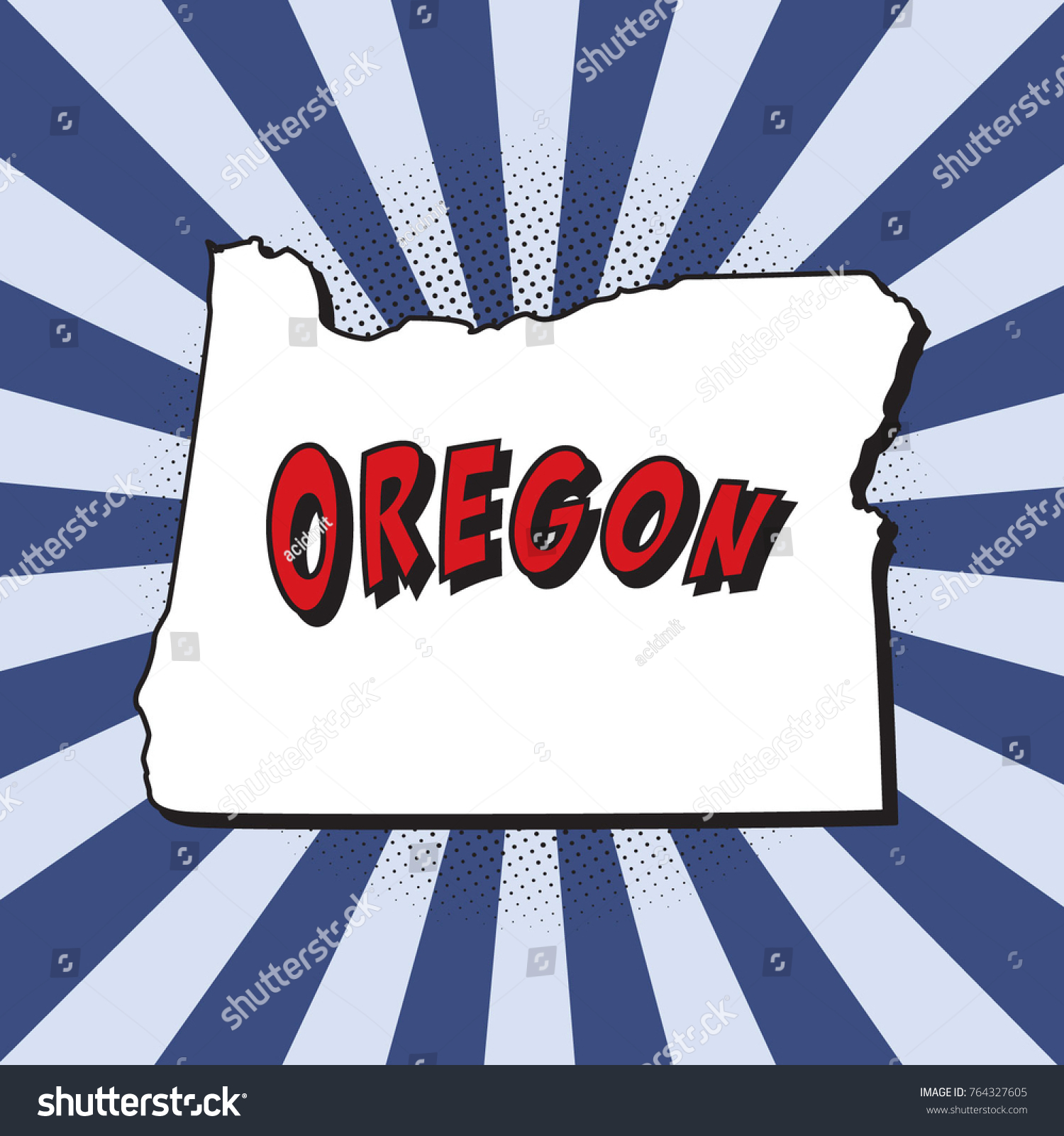 map of oregon u.s. state in pop art style with - Royalty Free Stock ...