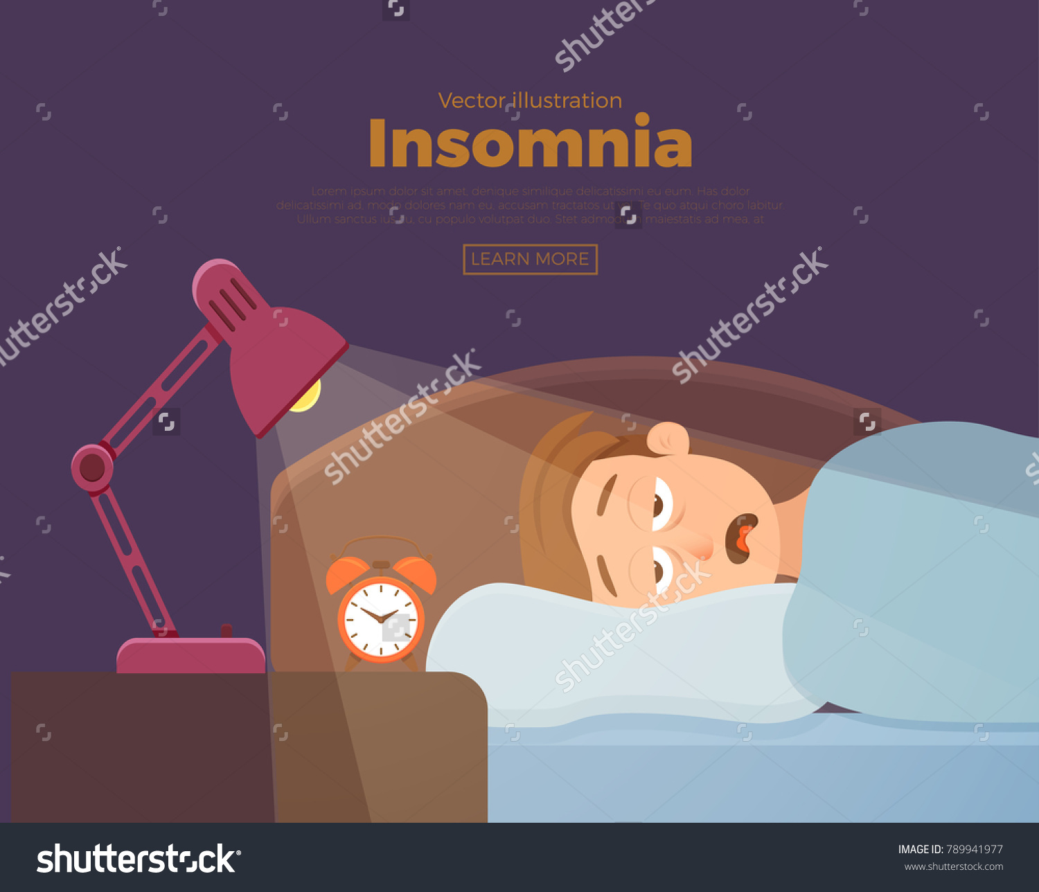 Sleepless Man Face Cartoon Character Suffers Royalty Free Stock