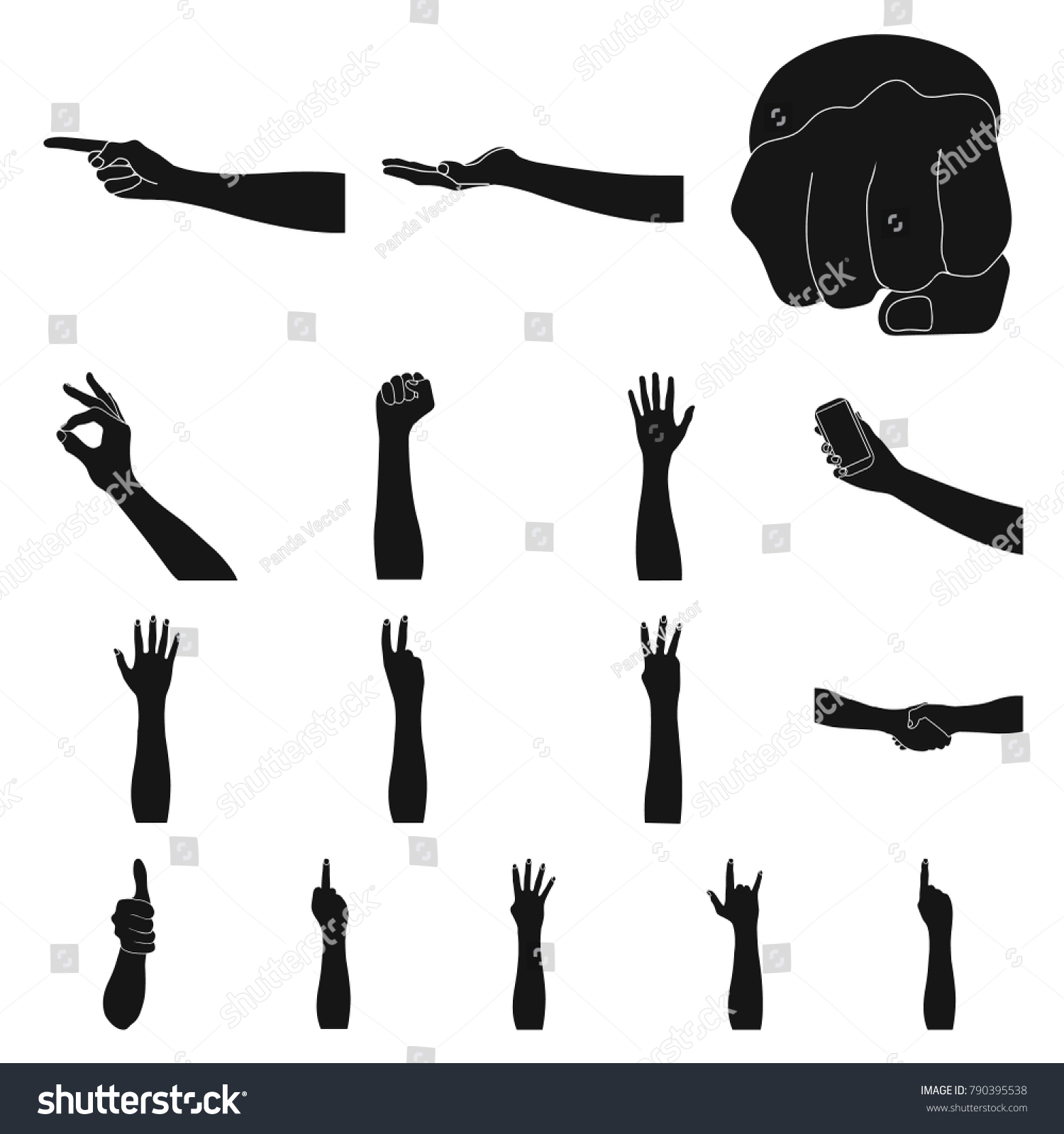 Gestures and their meaning black icons in set - Royalty Free Stock ...