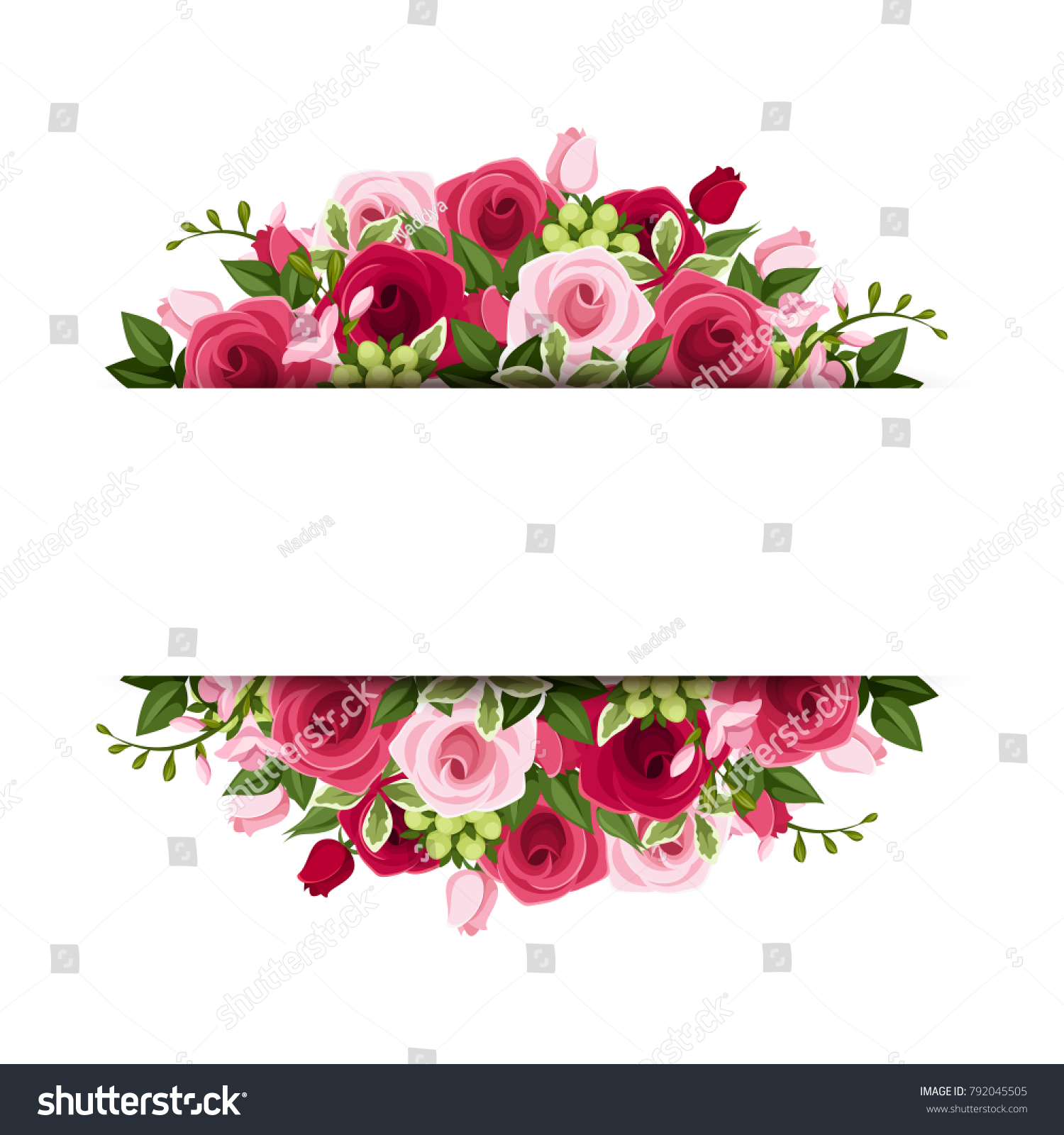 Vector banner with red and pink roses and - Royalty Free Stock Vector ...