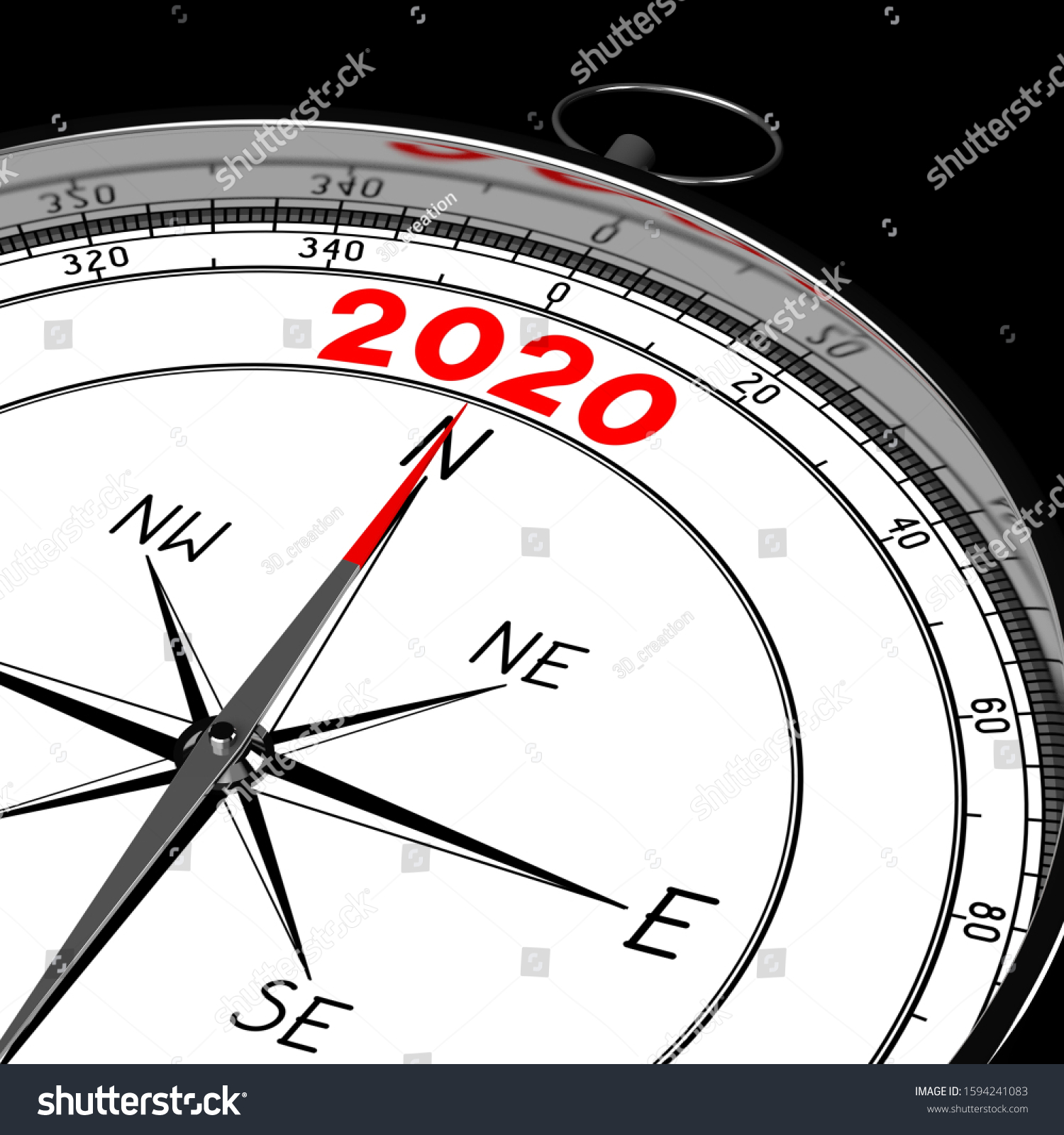 2020 Concept Compass 3d Rendering: ilustrações stock 1594241083 ...